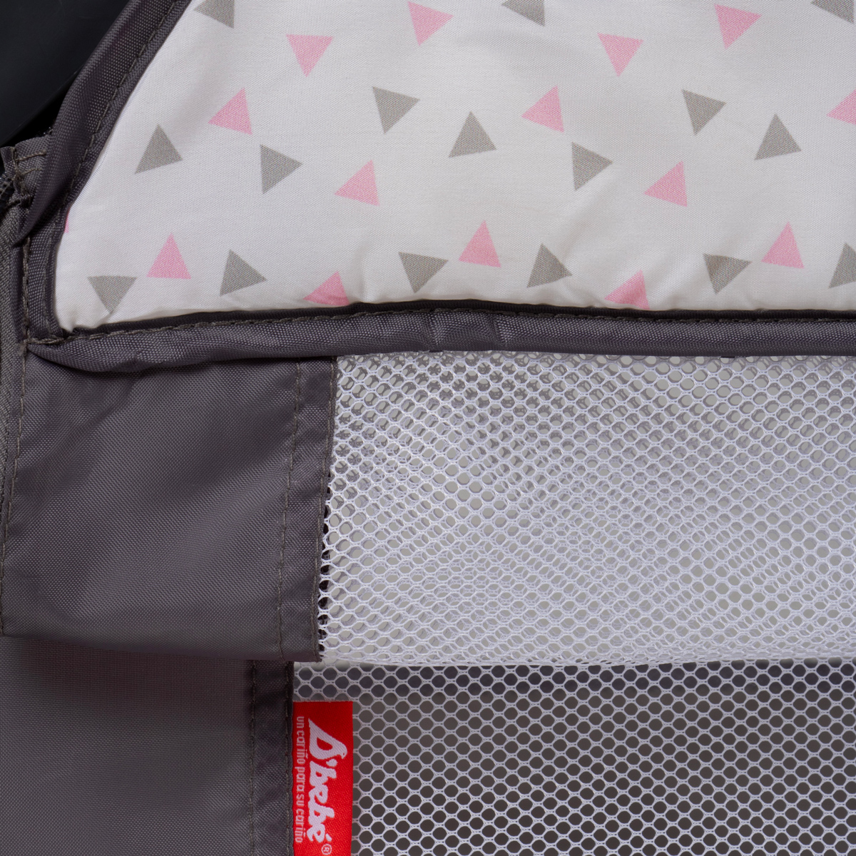 Cuna Corral Colecho D'bebé Love & Care Gris con Rosa.