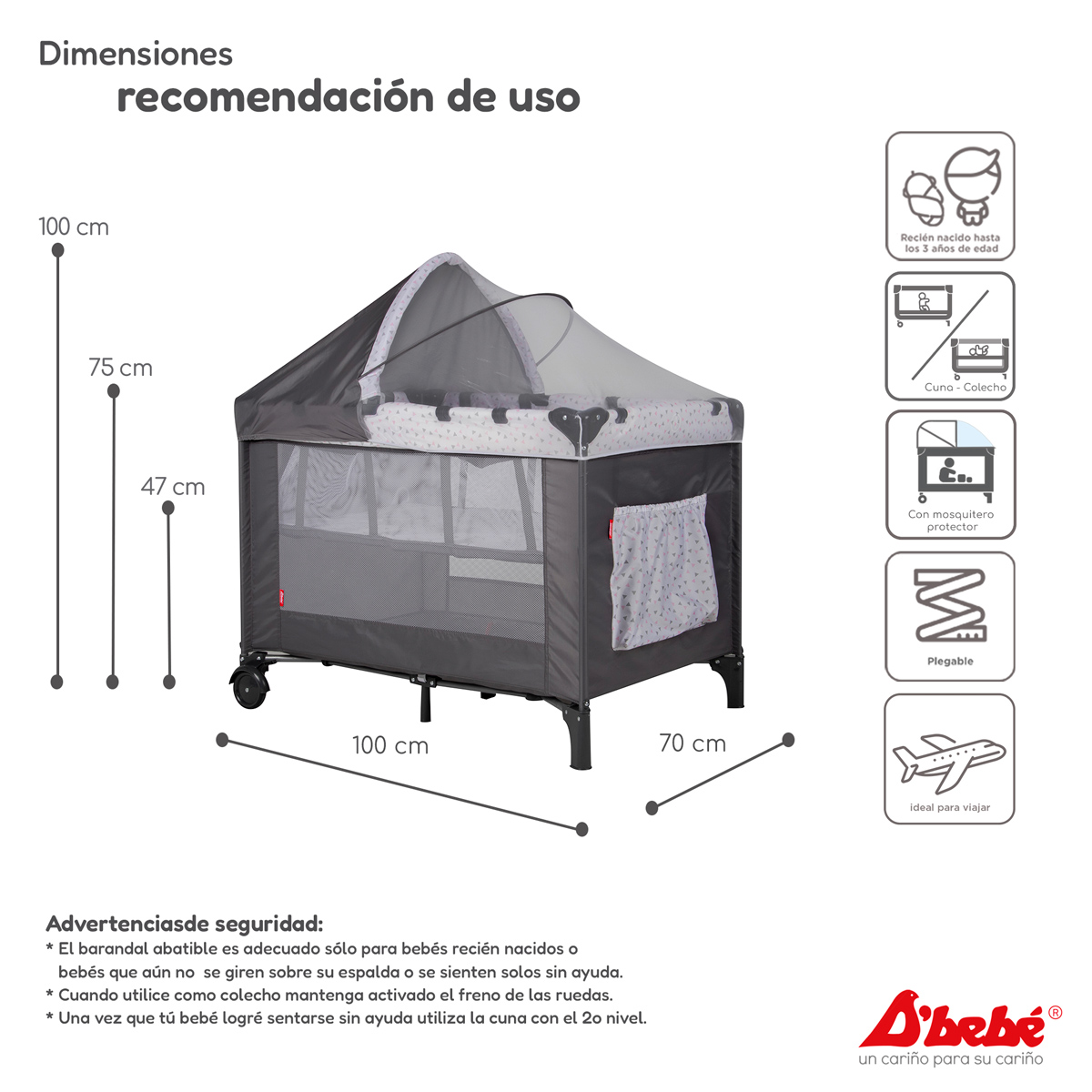 Cuna Corral Colecho D'bebé Love & Care Gris con Rosa.