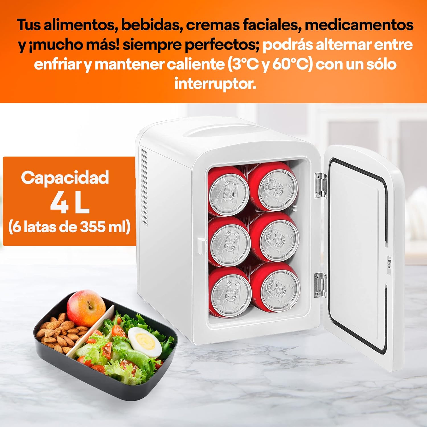 Mini refrigerador masterchef 4 litros snack-to-go blanco mk-f-4white.
