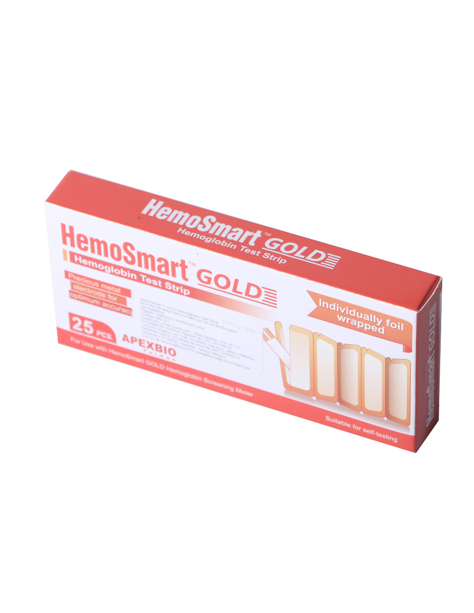 Caja con 25 Tiras Reactivas Para Medidor de Hemoglobina HemoSmart GOLD ...