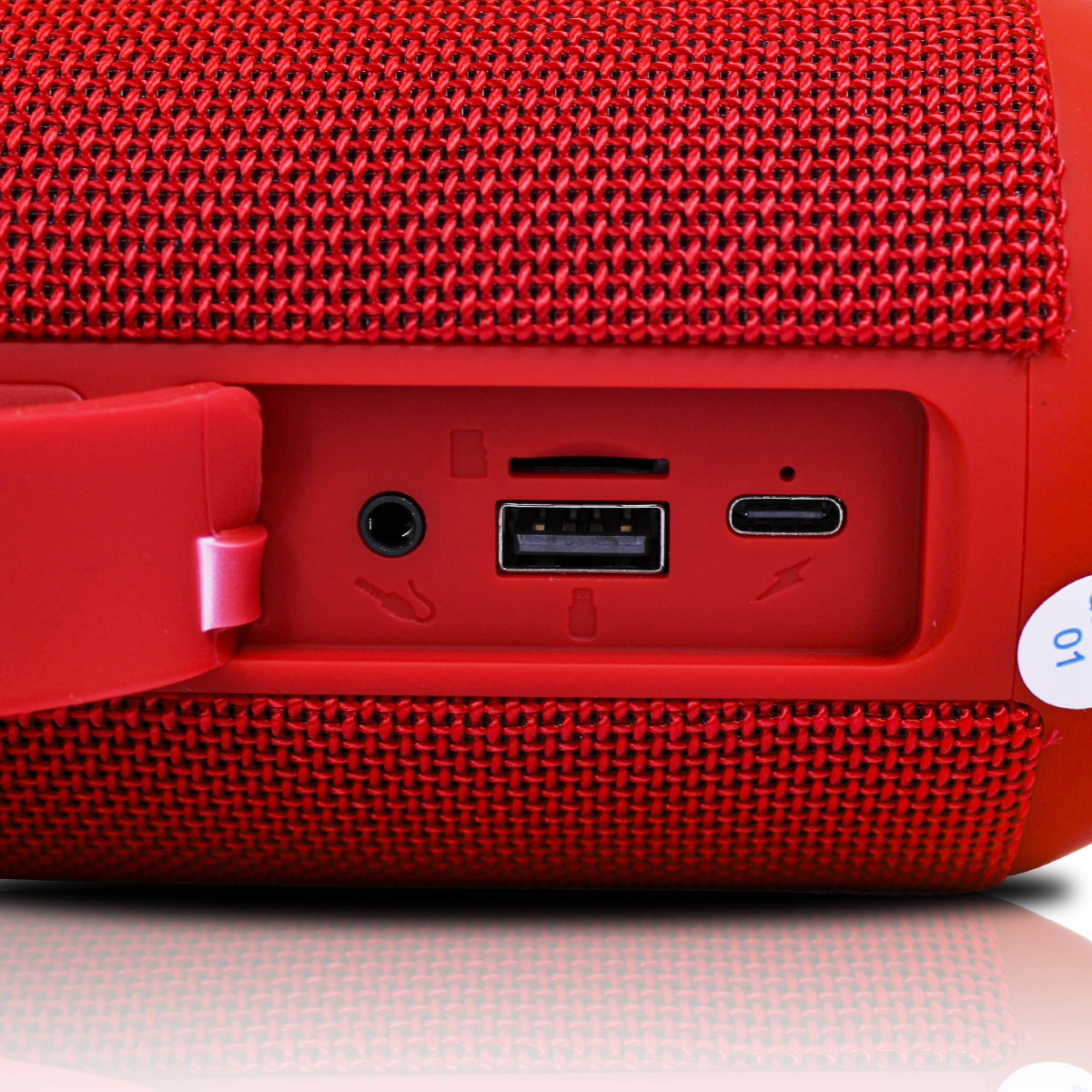 Bocina Portátil Potente Subwoofer Bluetooth Con Anillo Led Color Rojo