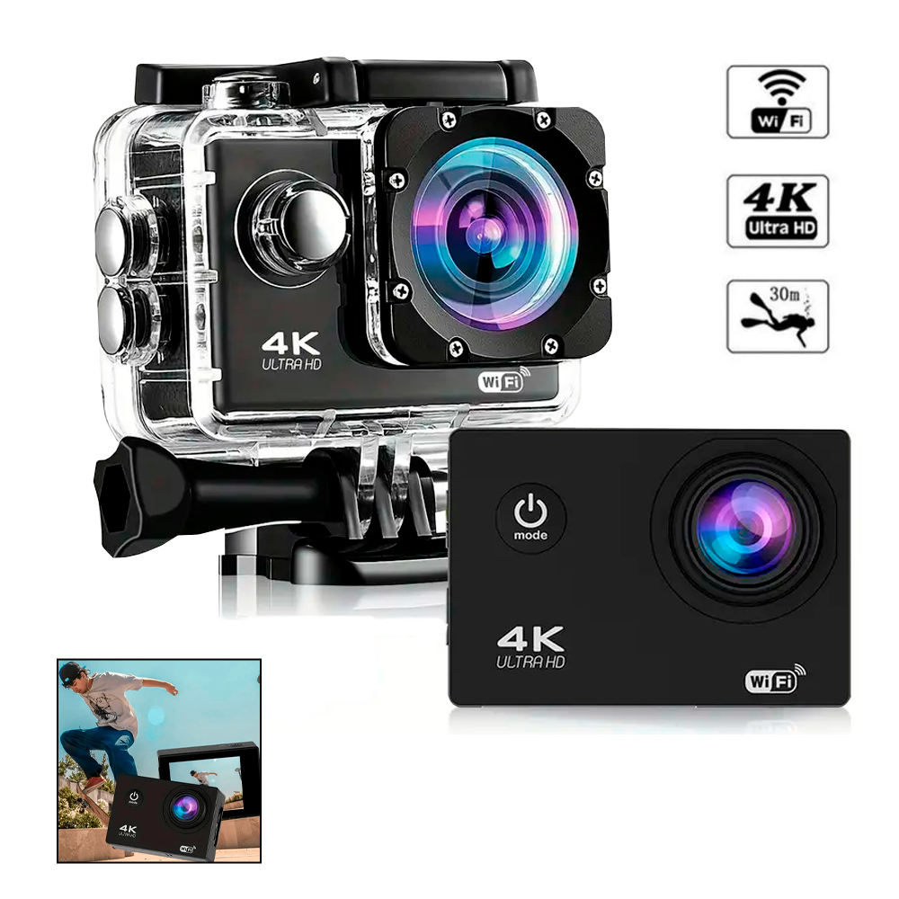 Camara 4k De Accion Deportiva Sumergible Wifi Cámara Sports.