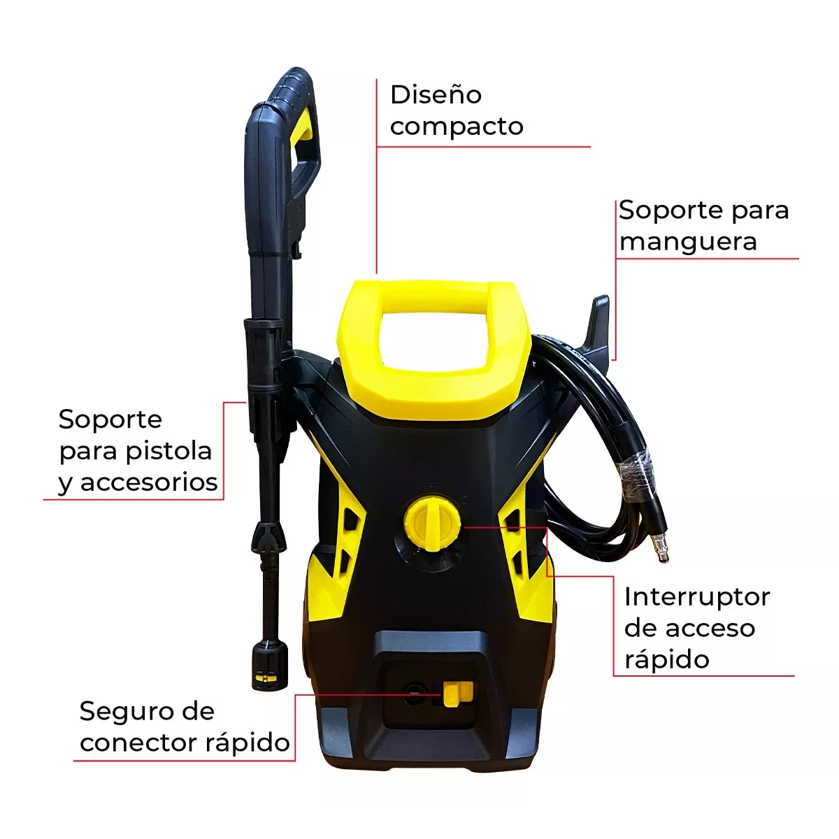 Hidrolavadora Electrica 1,600 W Alta Presion 1,880 Psi