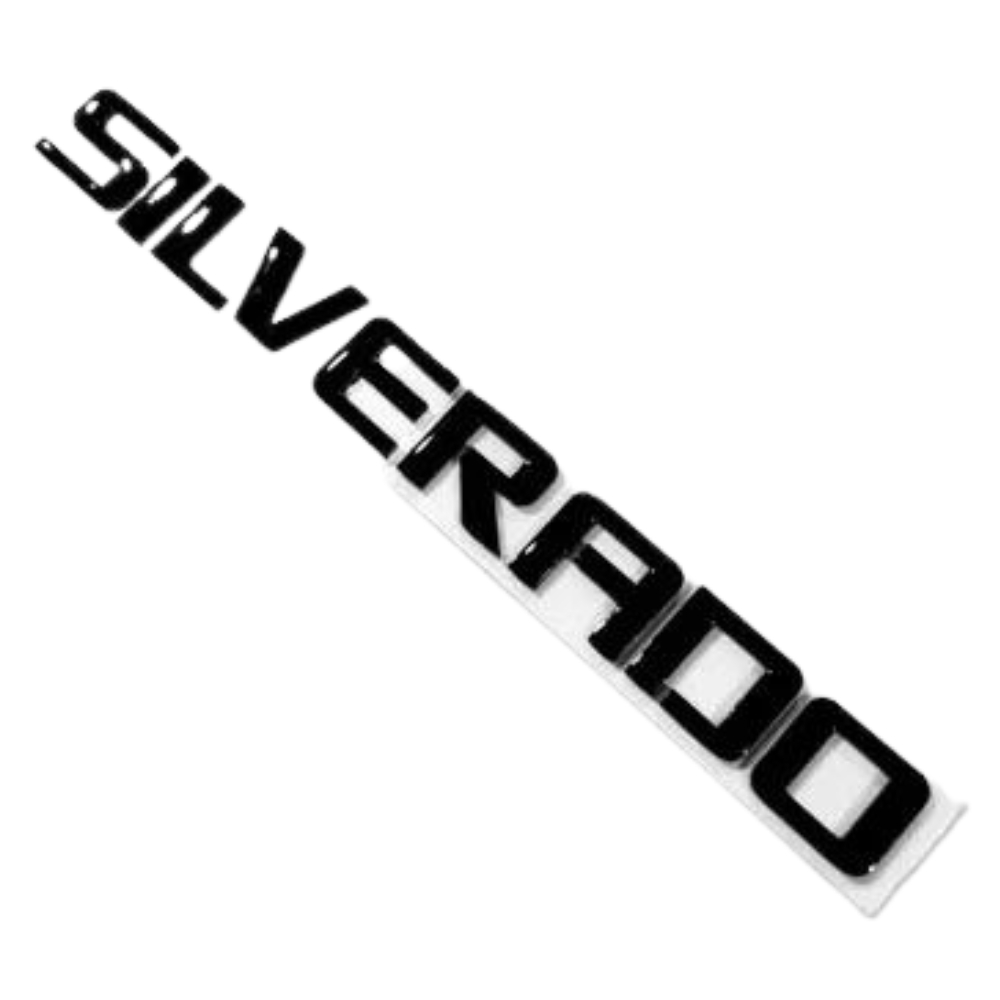 Emblema Chevrolet Silverado Letras Negras Adherible