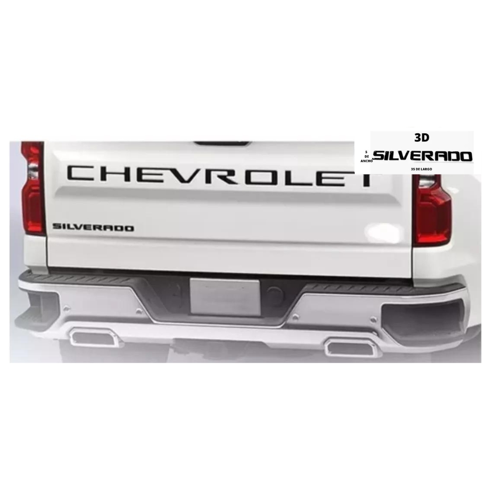 Emblema Chevrolet Silverado Letras Negras Adherible