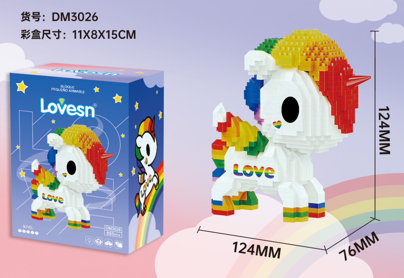 Figura Unicornio de Bloques Armables