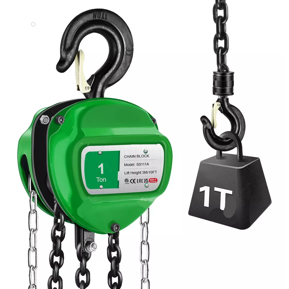 Polipasto De Cadena Triangular 1 Tonelada Con 3 Metros.