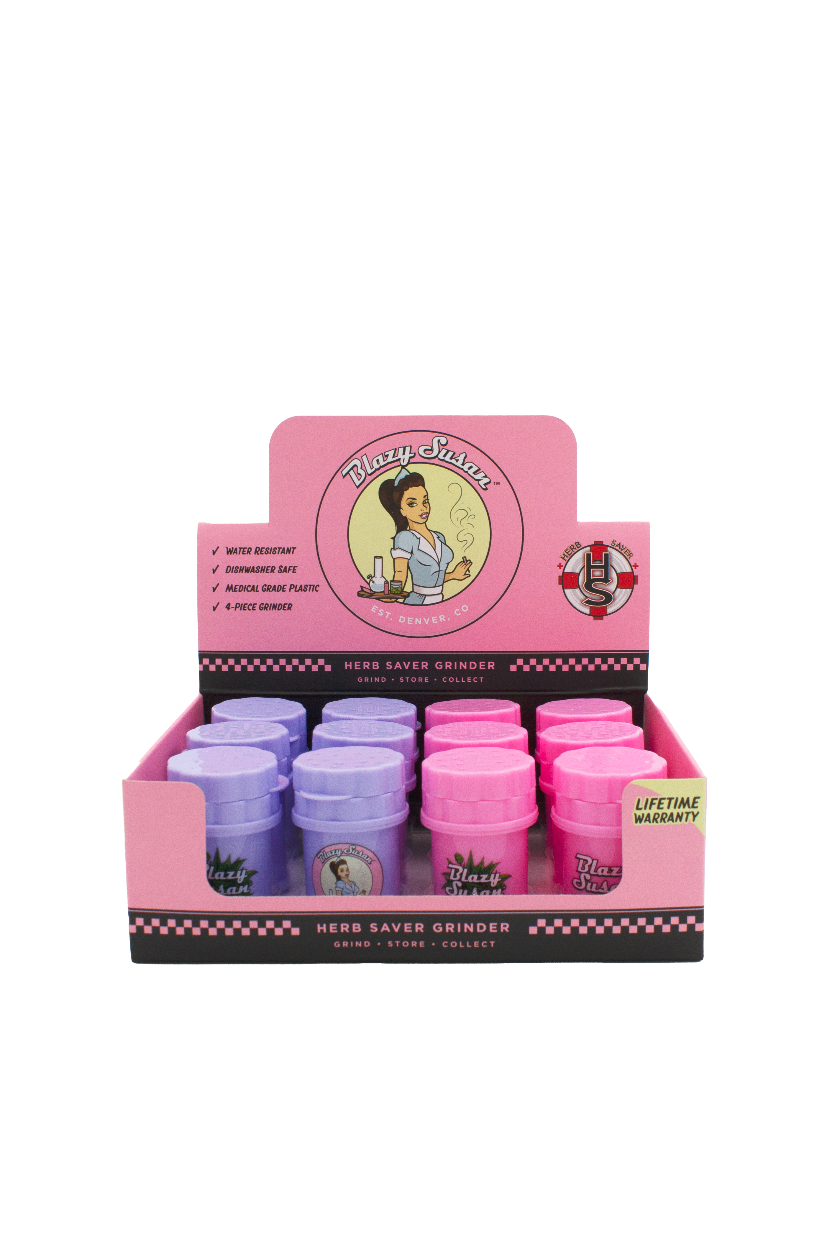 Display Mini Grinders Herb Savers Mixtos 12 Unidades Blazy Susan