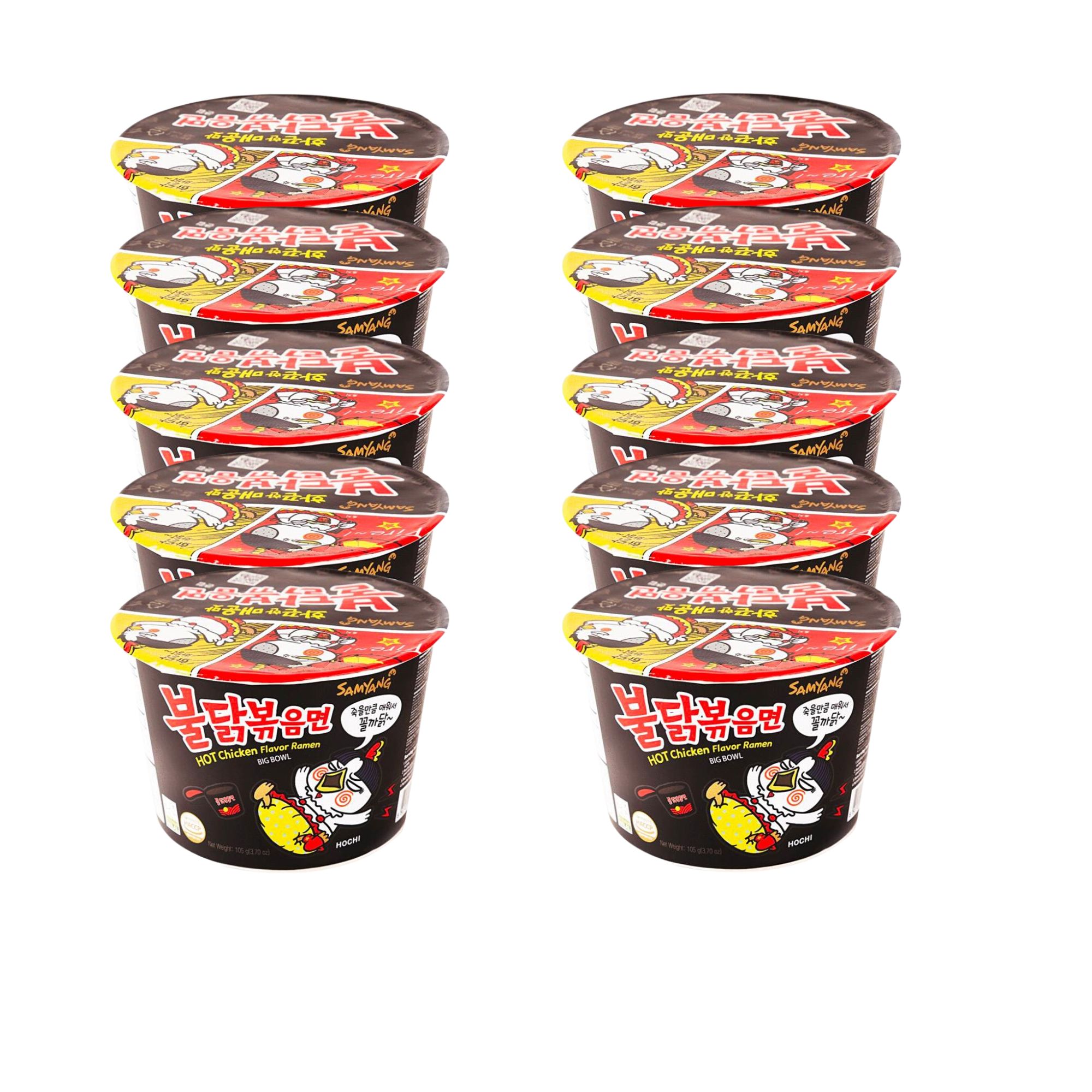 Sopa Instantánea Ramen Coreana Buldak Big Bowl Sabor Original de 10 Piezas