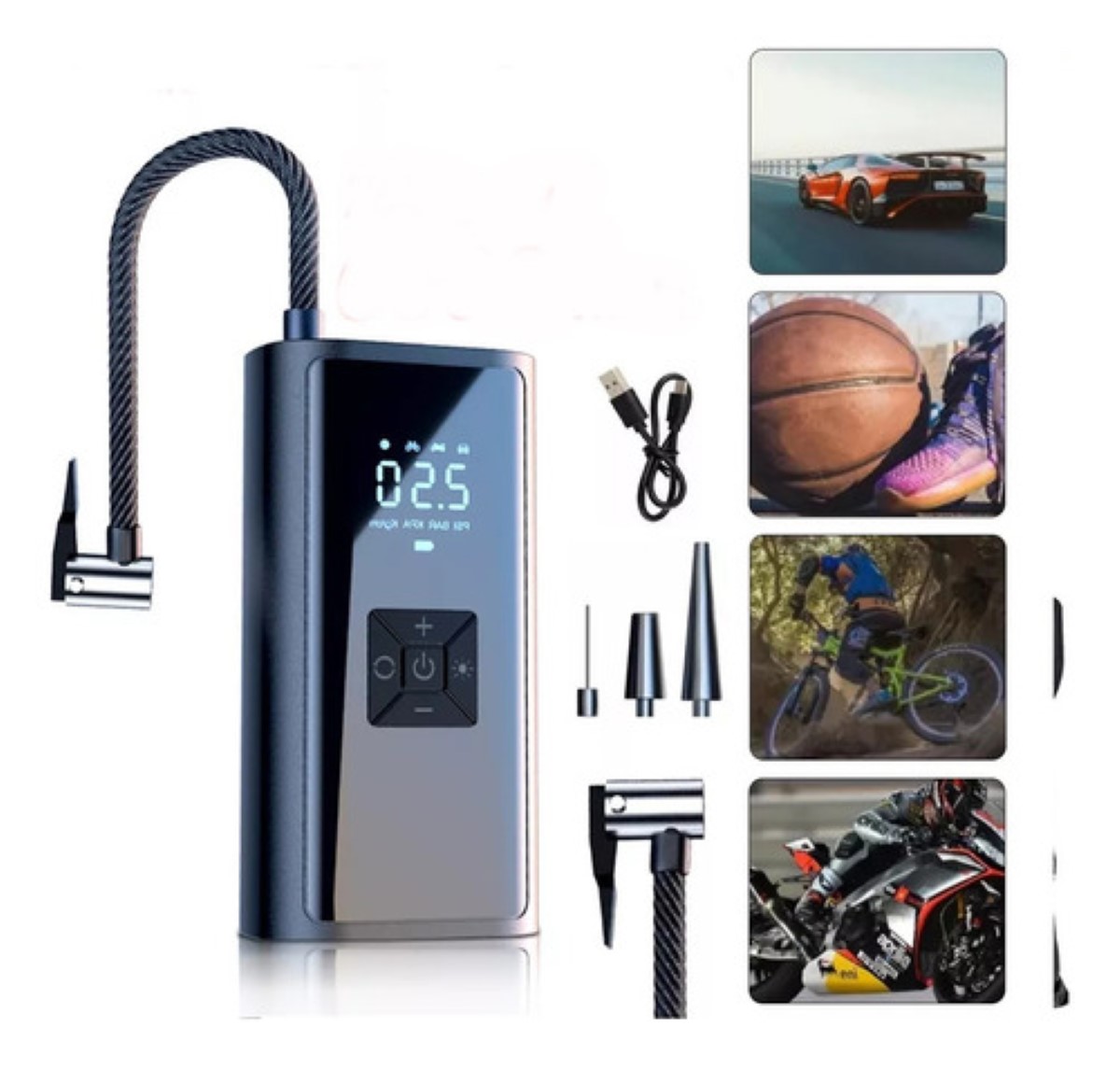 "Inflador De Llantas Inalámbrico Portátil 150 Psi Con Lcd