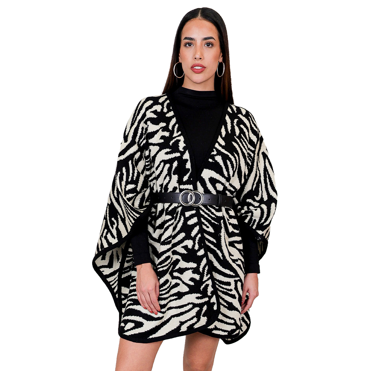 Capa en tejido de punto con print de cebra