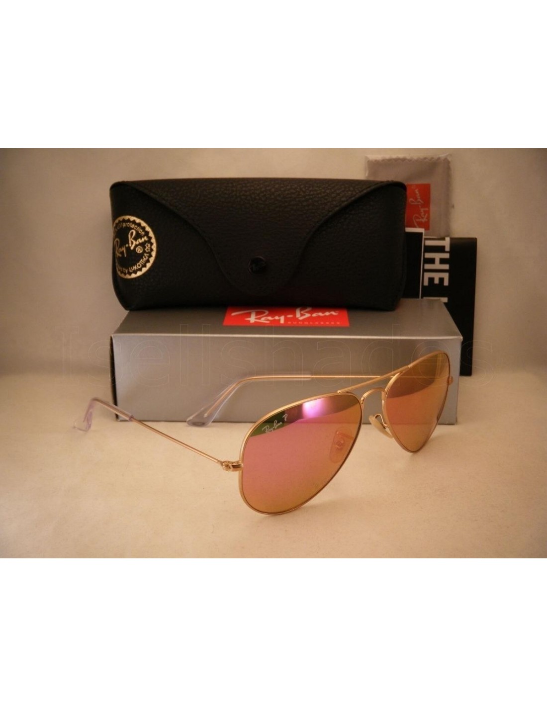 Ray Ban Rb3025 112/1Q Aviator Pink Cyclamen Gold Polarized