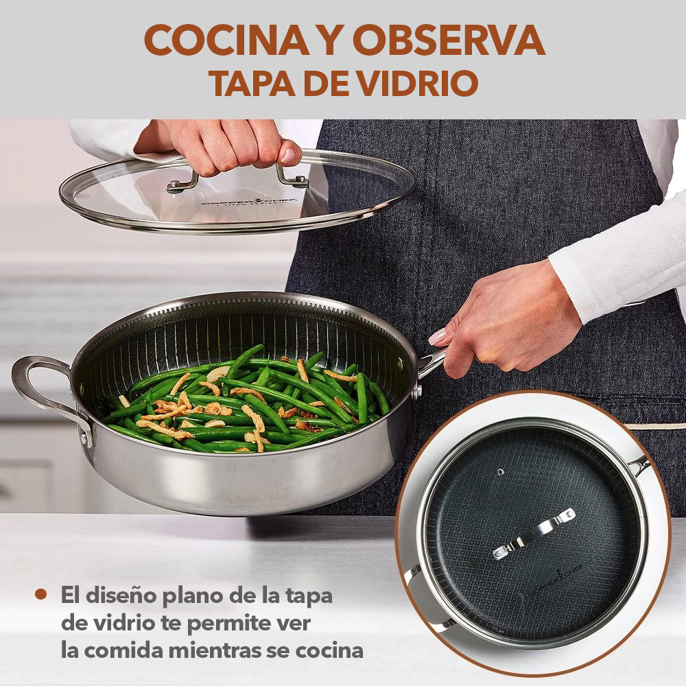 JUEGO DE SARTEN para freír con tapa acero inoxidable INCLUYE 5 ...
