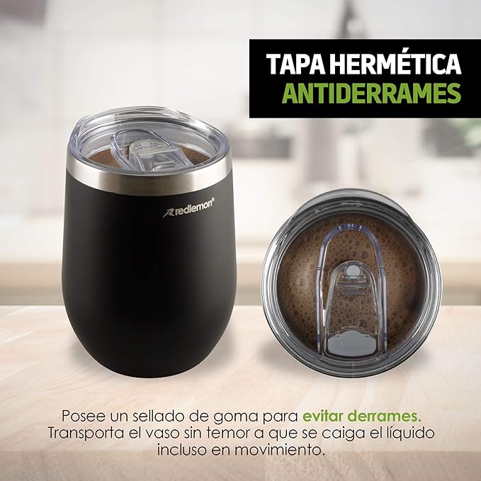 A Redlemon Vaso Térmico y Termos para Café (2 piezas), Copas de Vino y Cerveza de Acero ...