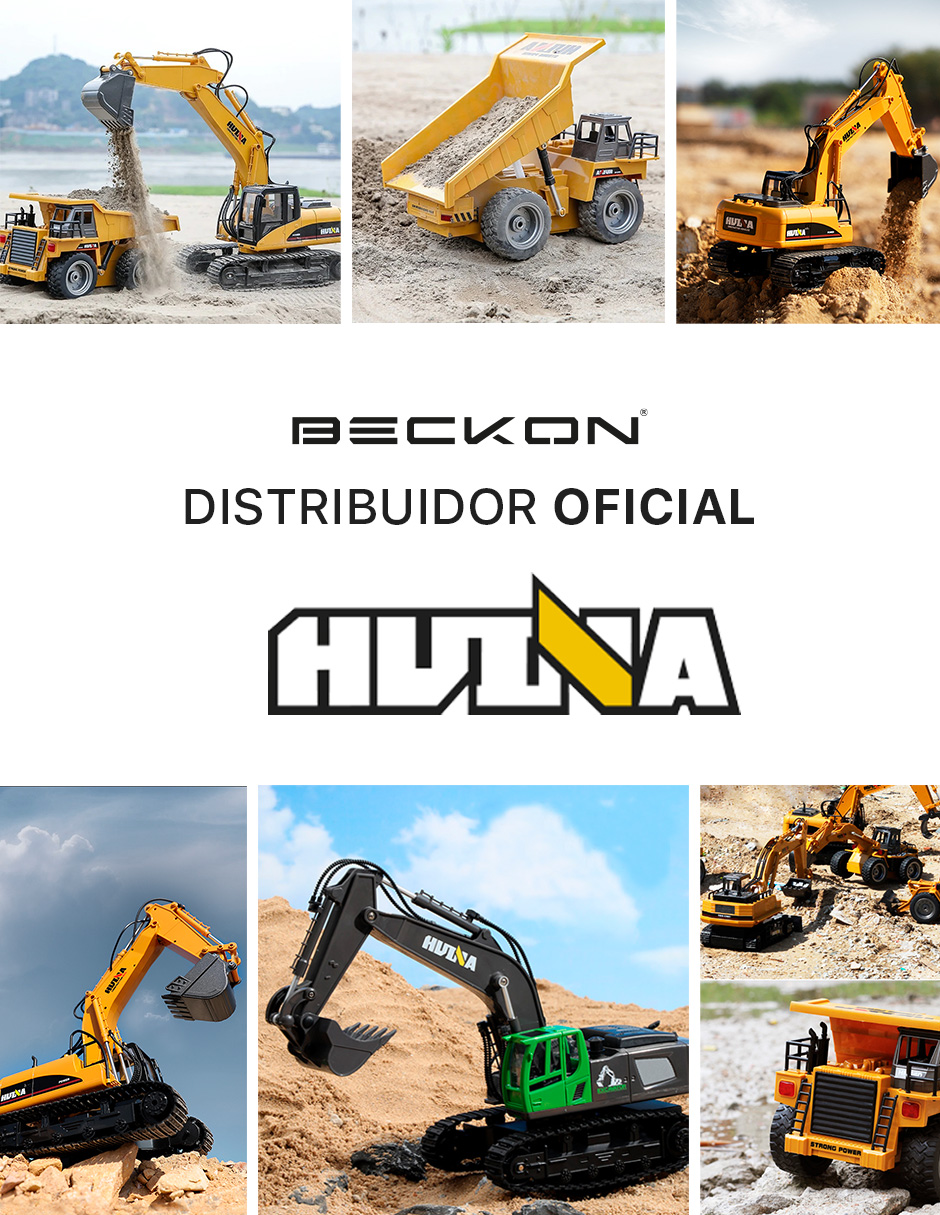 Excavadora a control remoto RC Huina 1558 verde Metal 1:18 11 canales 2 ...