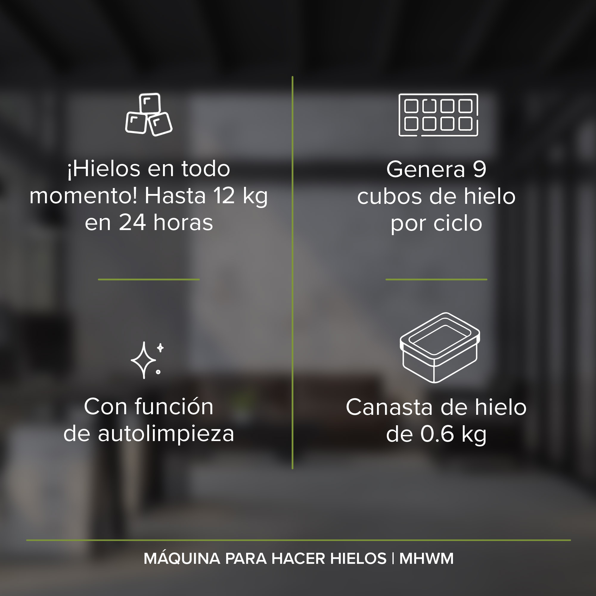 MÁQUINA PARA HACER HIELO CAPACIDAD DE TANQUE 1.2 LITROS Avera MHWM