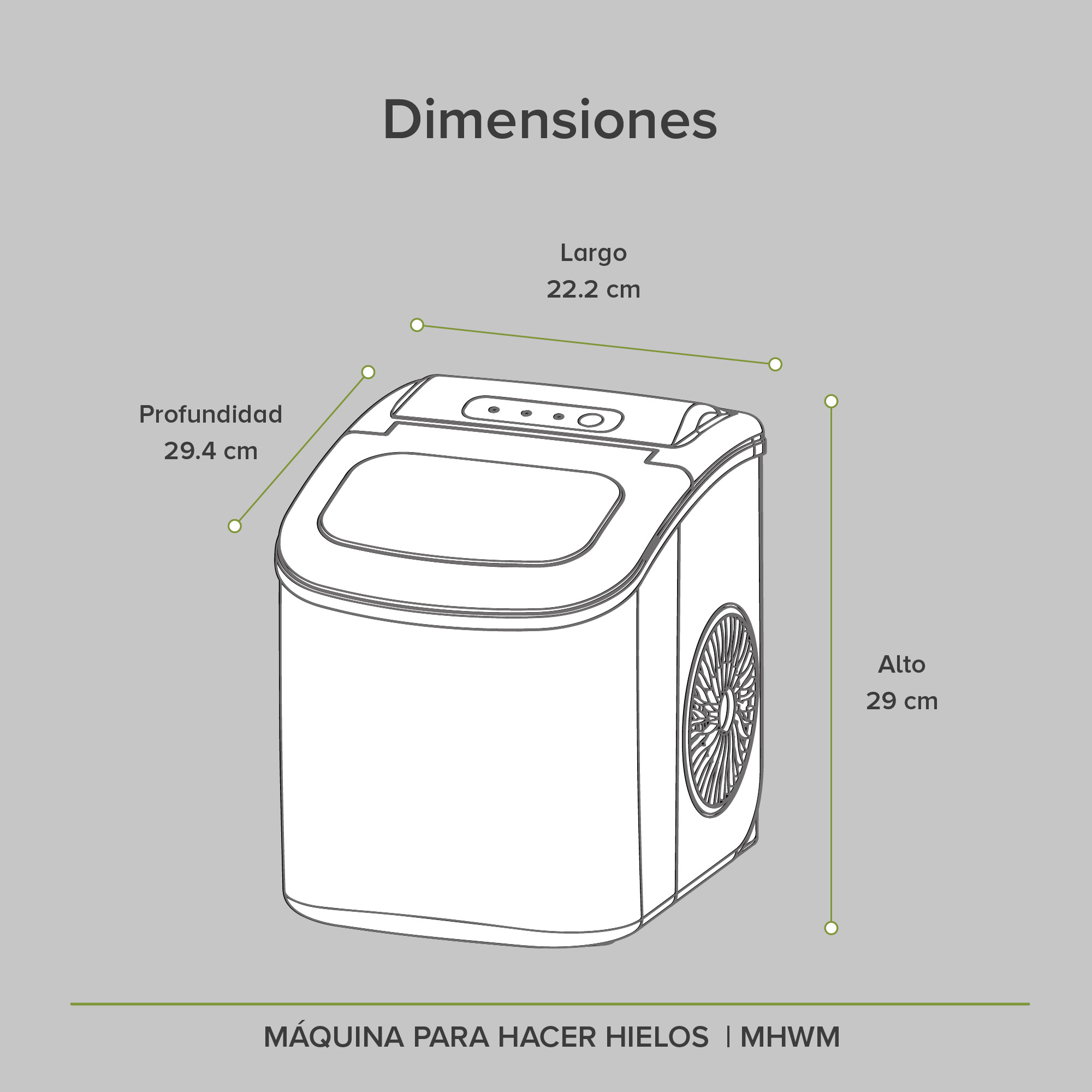 MÁQUINA PARA HACER HIELO CAPACIDAD DE TANQUE 1.2 LITROS Avera MHWM
