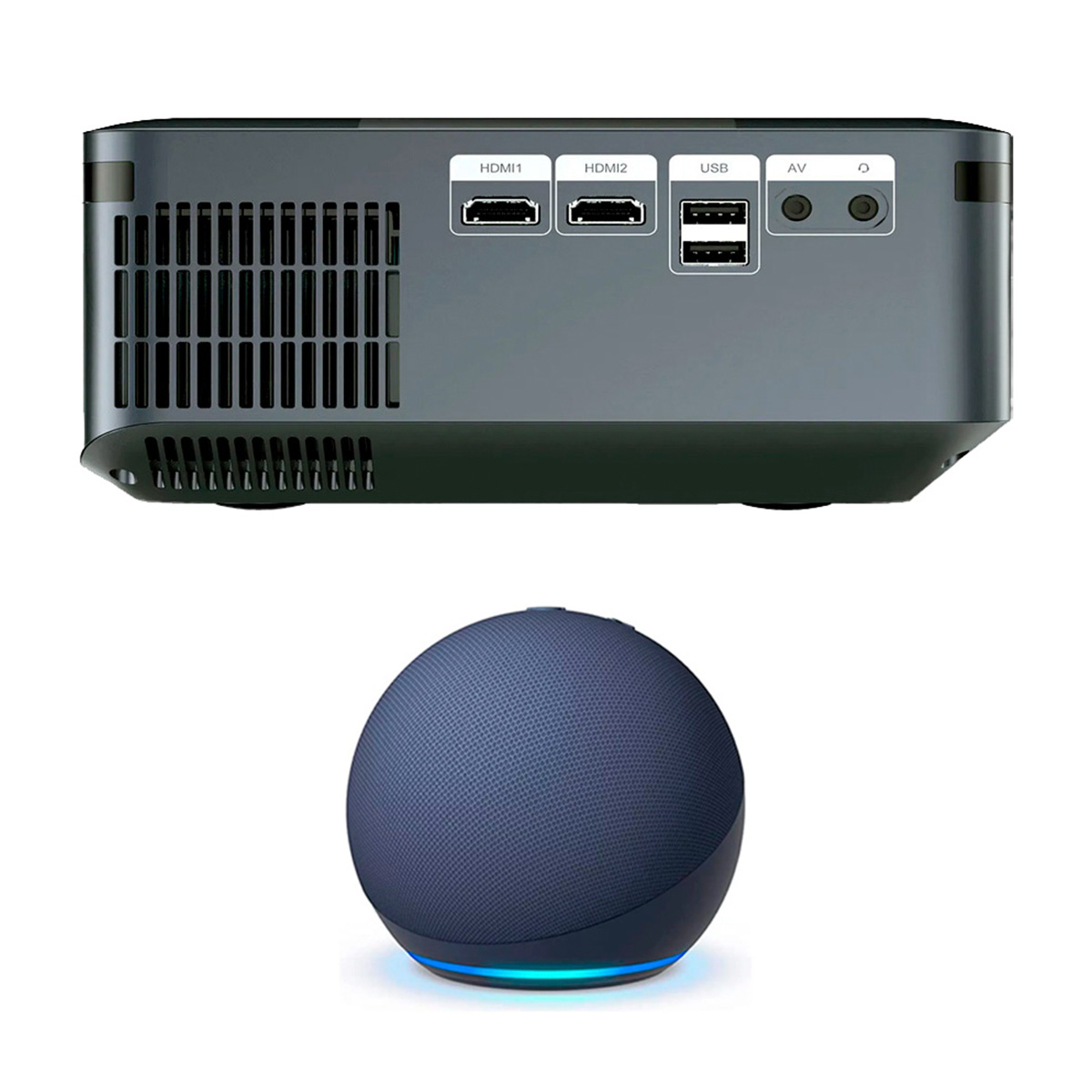 Combo Proyector Led 8000 Lm Full HD + Echo Dot 4th Gen Black