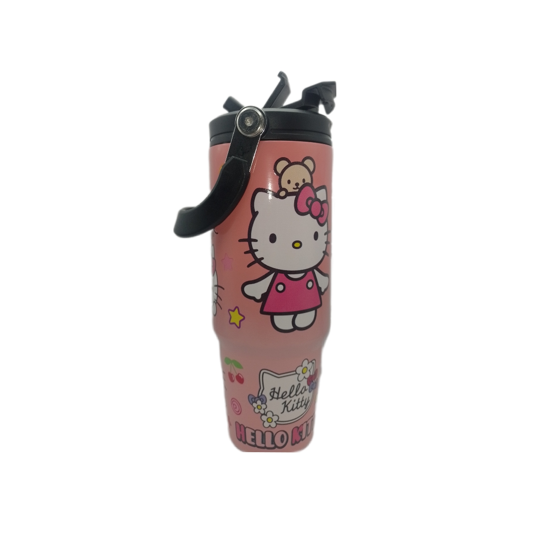 Termo de Acero Inoxidable Diseño de Hello Kitty 900 ml Doble Popote.