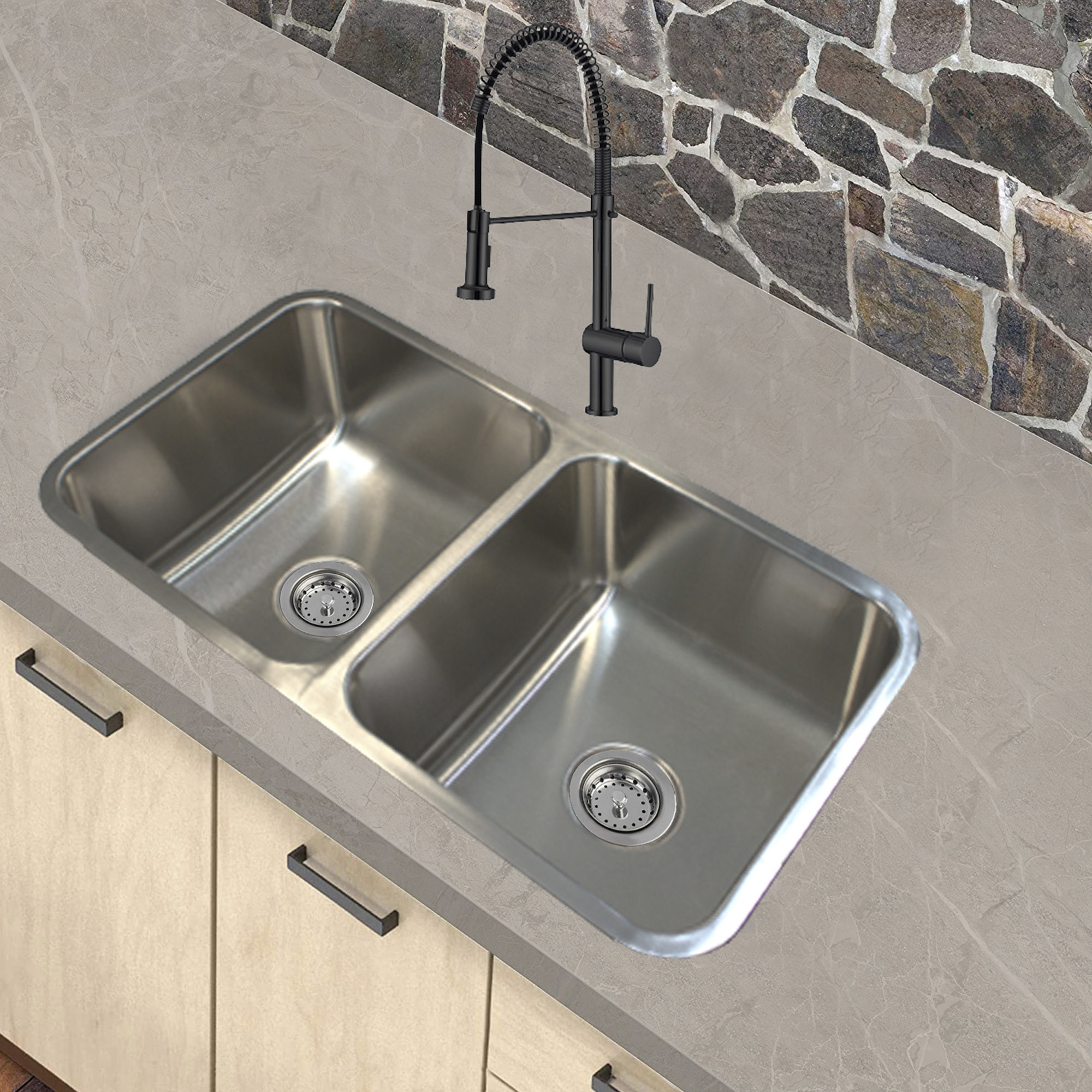 Kit Completo De Tarja Con Doble Tina, Mezcladora Y Kit Instalación.