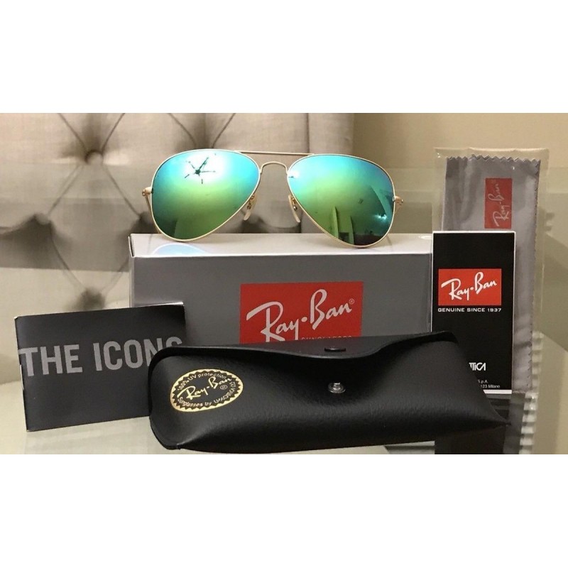 Lentes de sol Ray Ban Rb3026 112/19 Aviator Verde Espejo Gota Grande