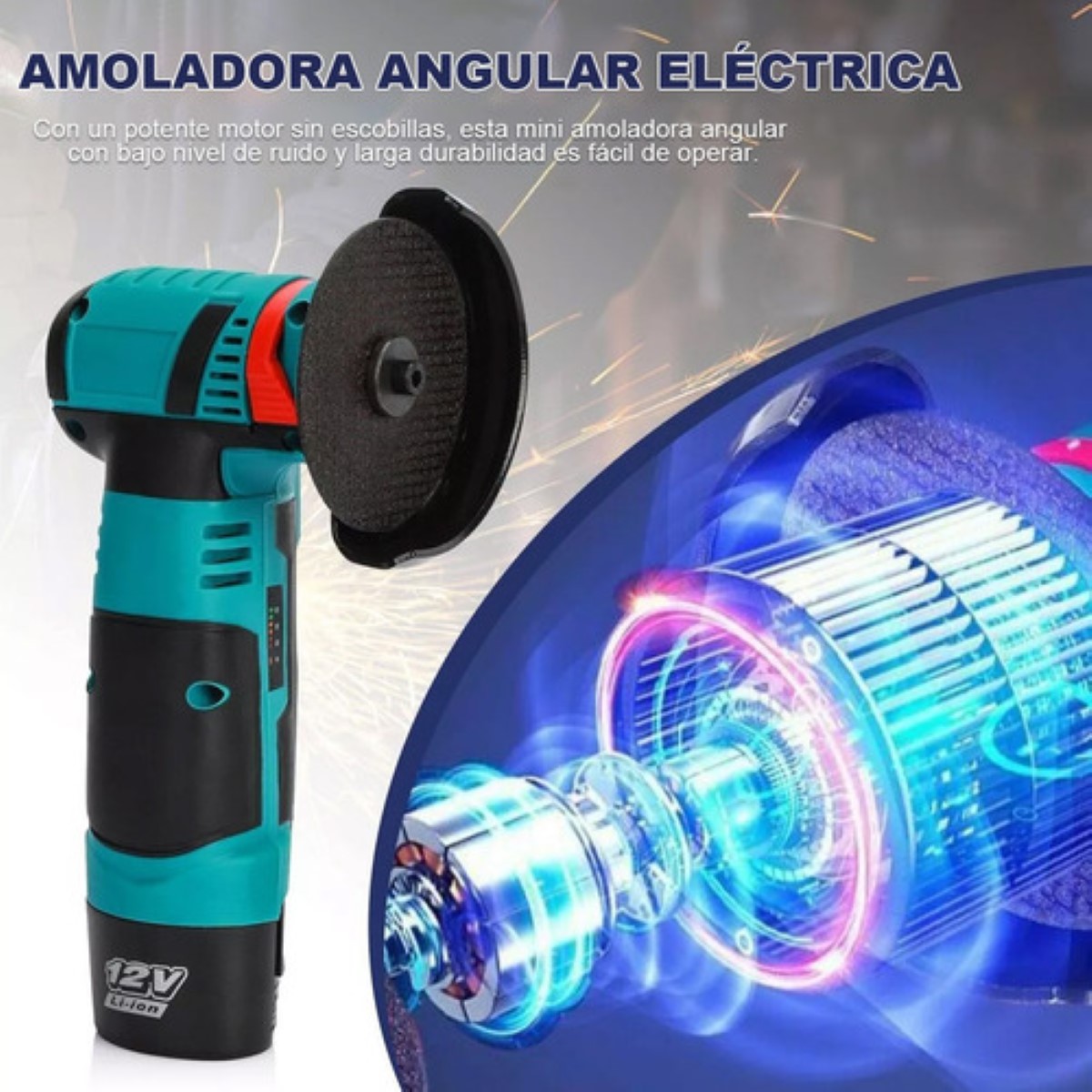 "Mini Esmeril Inalámbrica Esmeriladora Pulidor Con 2 Baterías Azul ...
