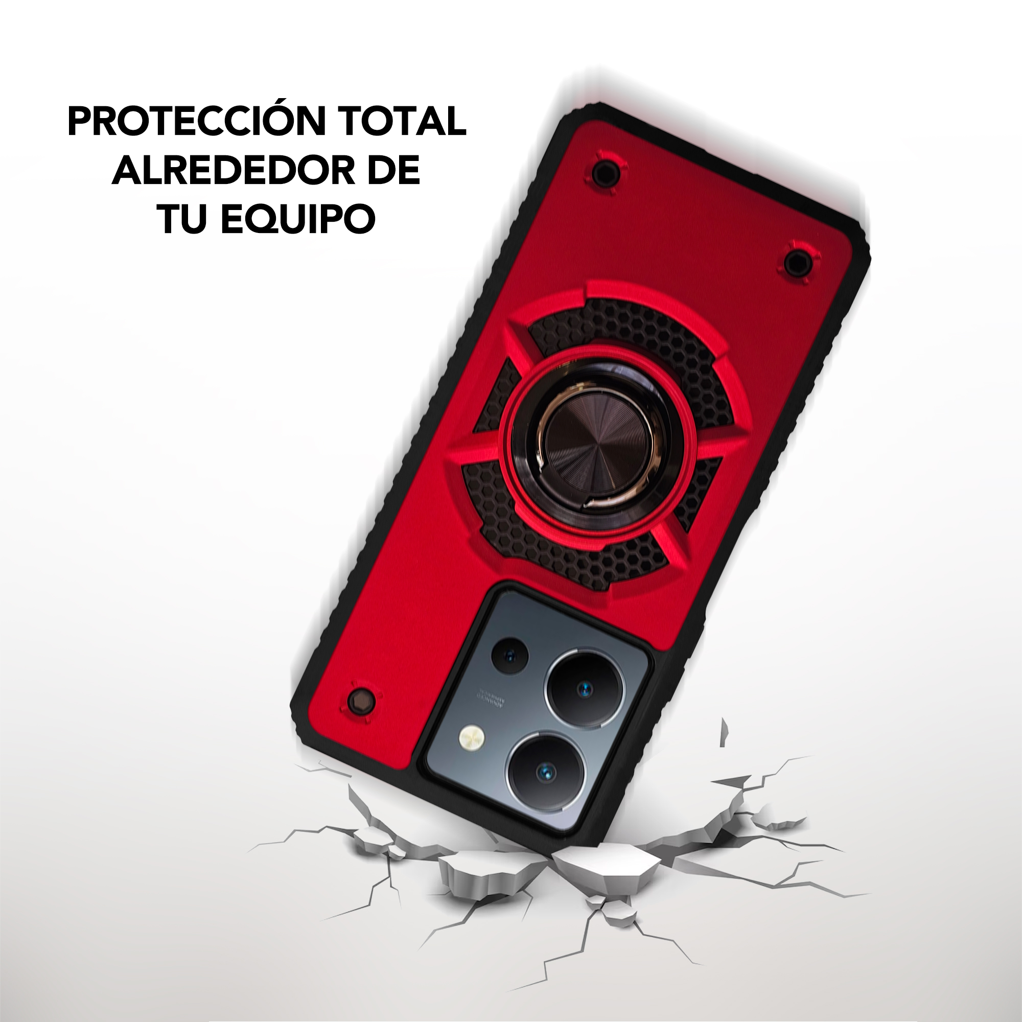 Funda Uso Rudo Anillo Capitán Para Honor 90 5G Rojo