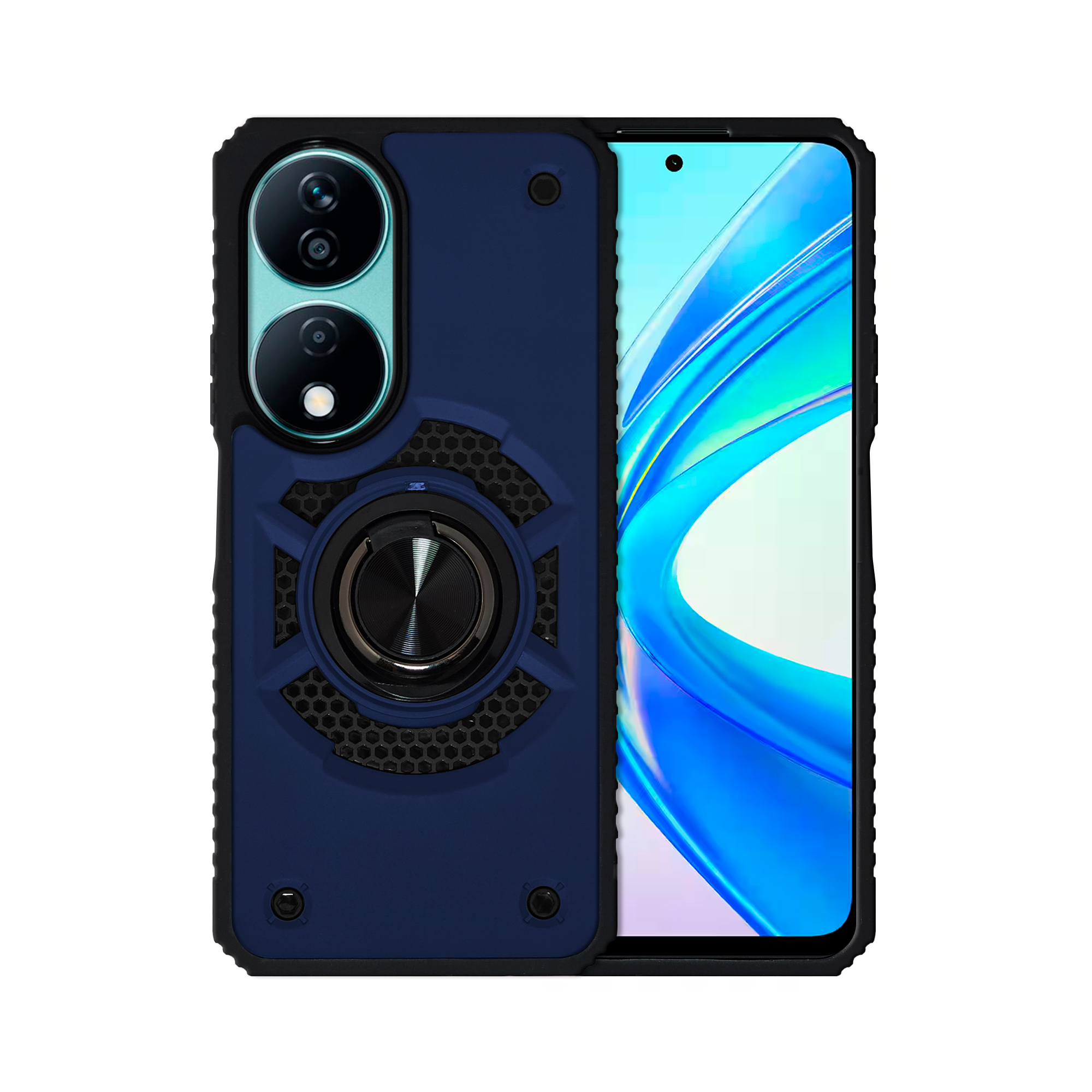 Funda Uso Rudo Anillo Capitán Para Honor X7b Azul