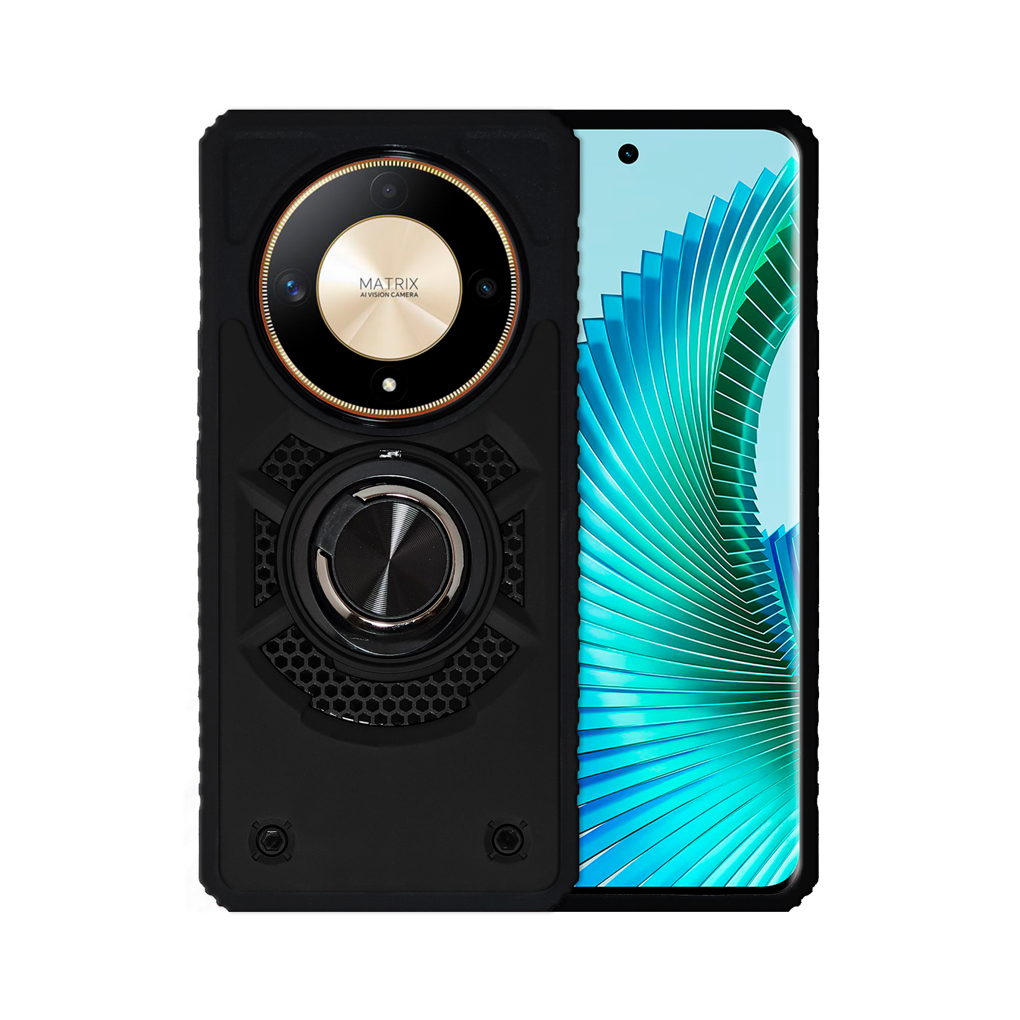 Funda Uso Rudo Anillo Capitán Para Honor Magic 6 Lite / Honor X9b Negro