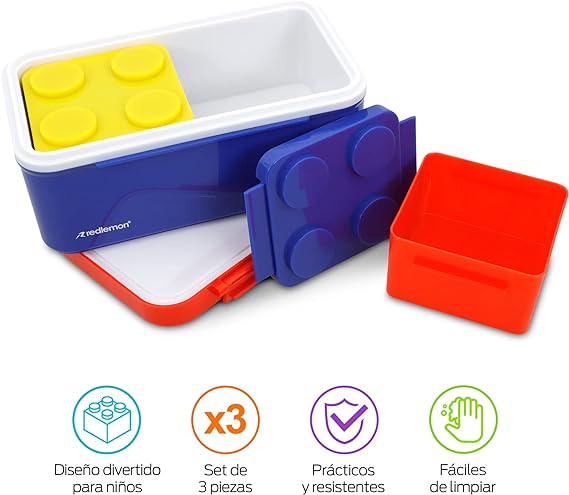 Redlemon Lonchera para Niños con 3 Contenedores Apilables en Forma de ...