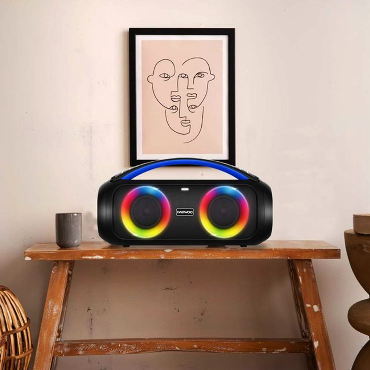 Bocina Bluetooth Portátil Daewoo Inalámbrica Recargable Luz Led Con ...