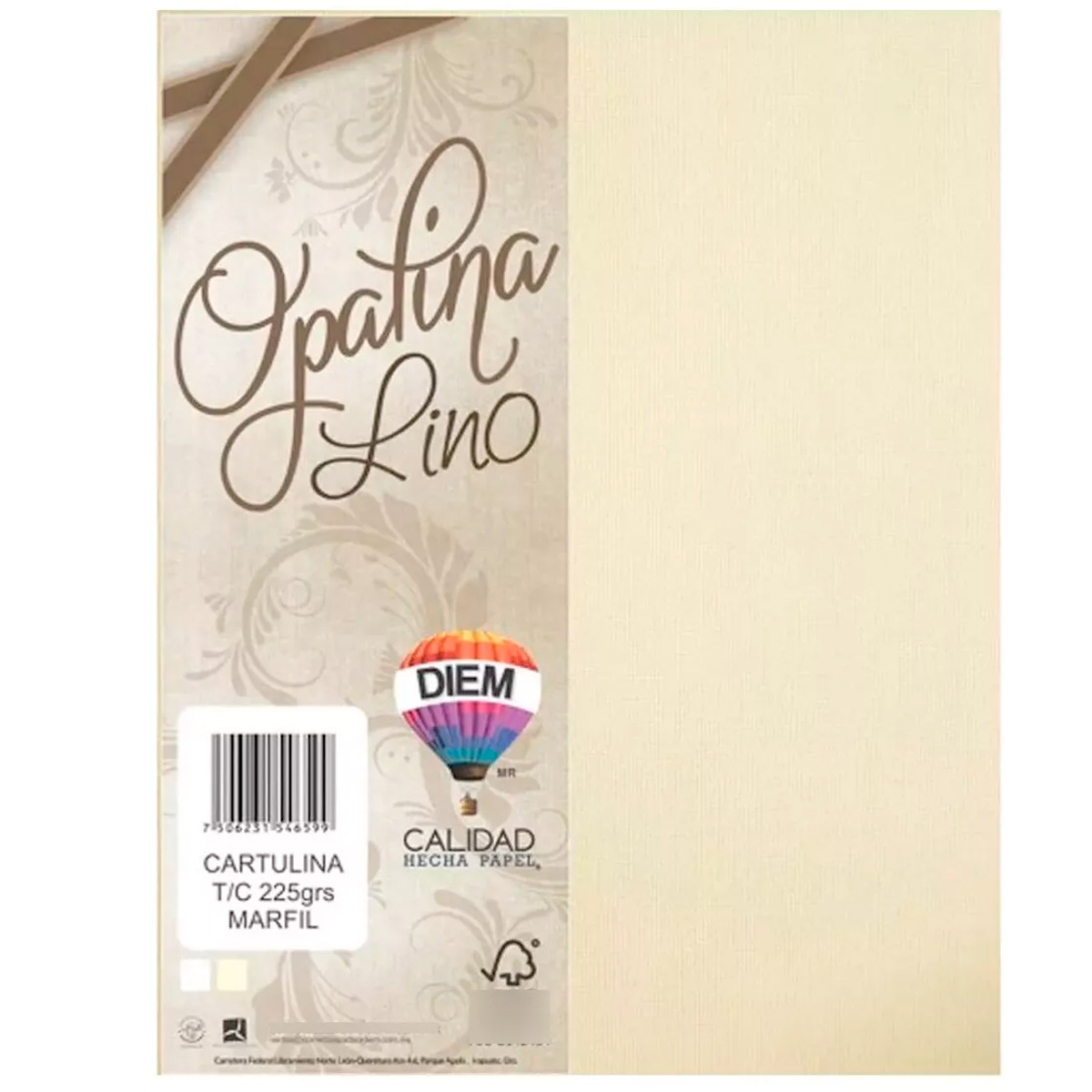 Opalina Texturizada Lino Marfil 225 G T Carta 100 Hojas Pape.