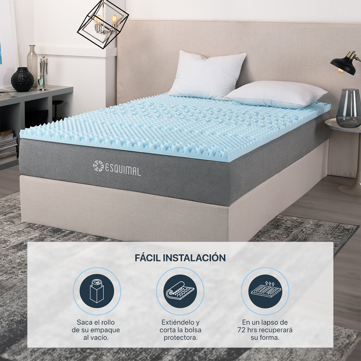 Colchoneta King Size de Memory Foam Cubre Colchón Topper con 7 Zonas de ...