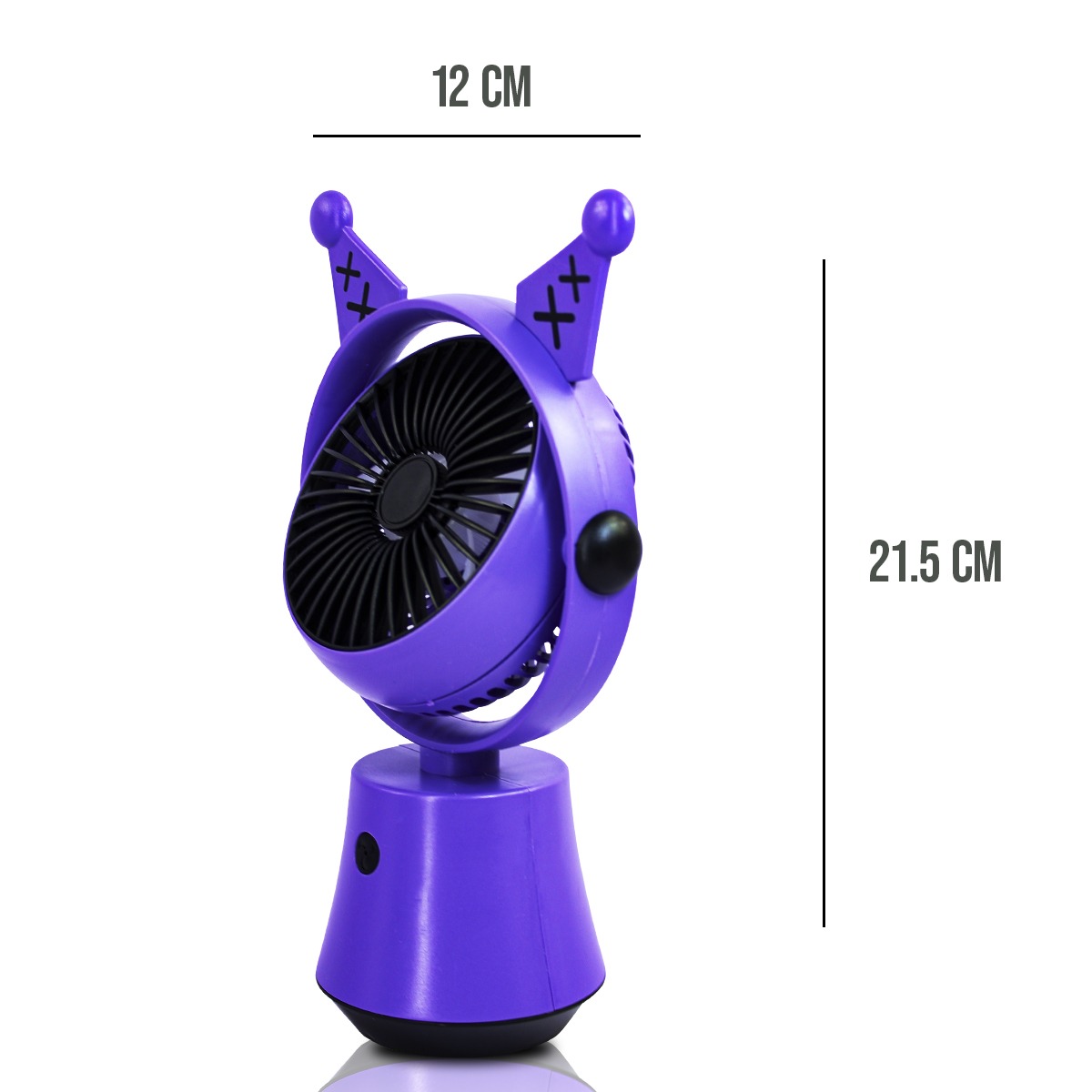Mini Ventilador De Escritorio Morado Recargable Con Oregitas kawaii
