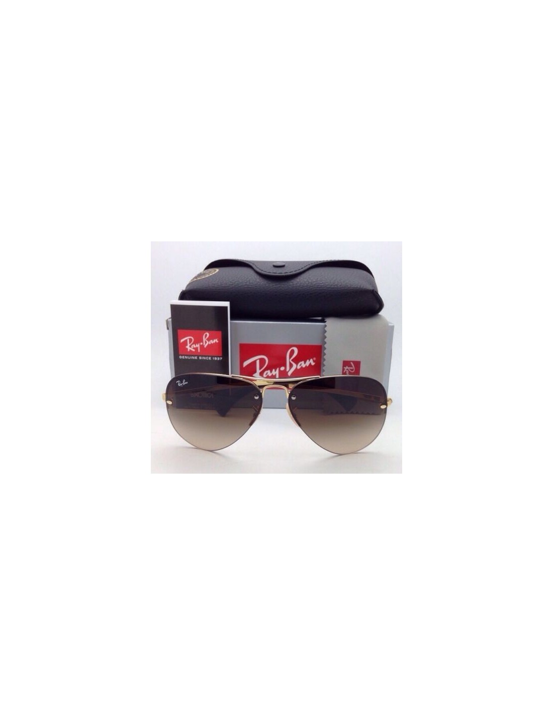 Lentes de sol Ray Ban RB3449 001/13 Aviator Cafe degradado Dorado