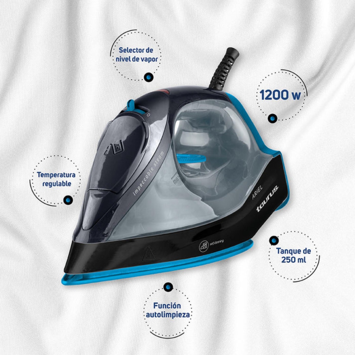 Plancha de Vapor Taurus ARIEL PLAN 250ML Antiadherente ORTY2.