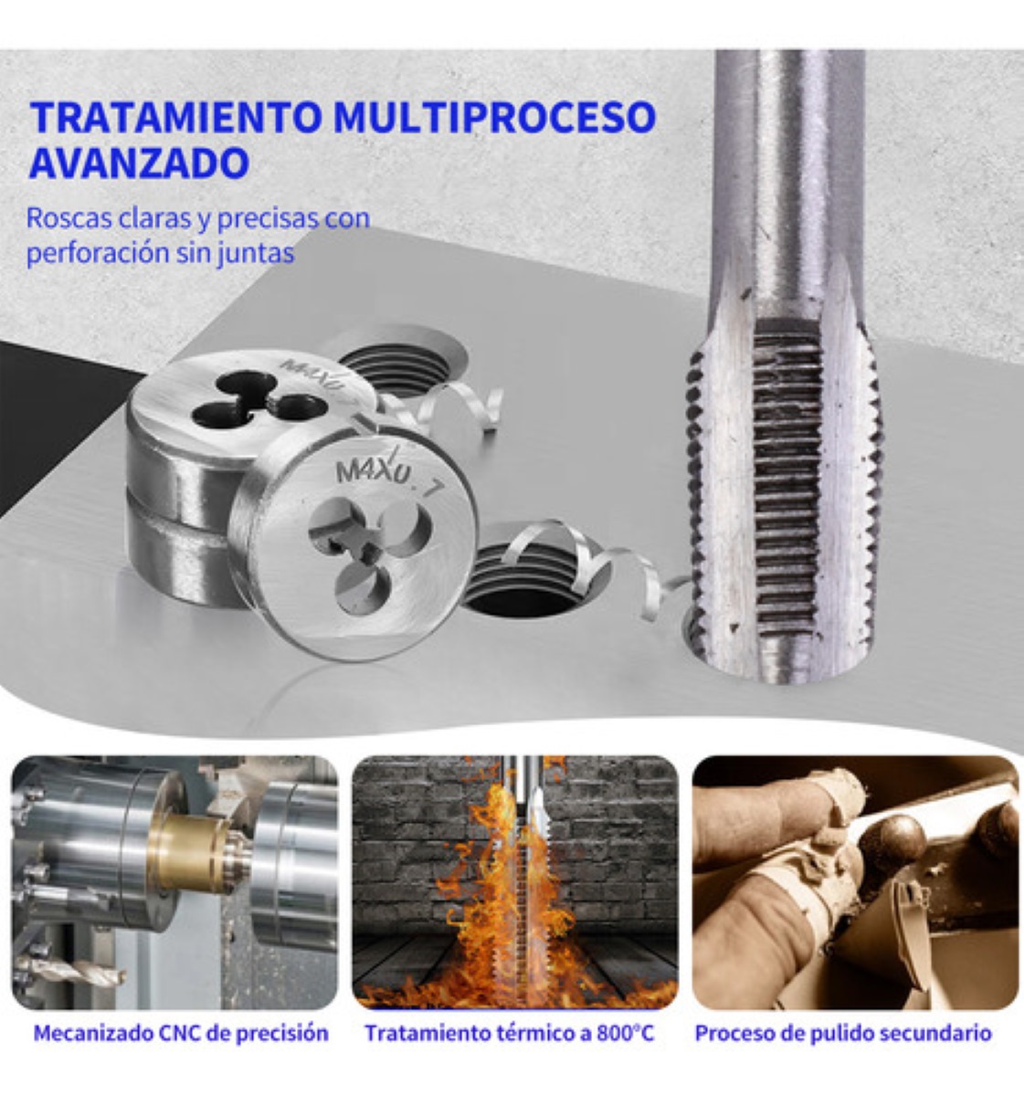 Set Machuelos Y Terraja Métrico De Acero M3-m12 40 Piezas