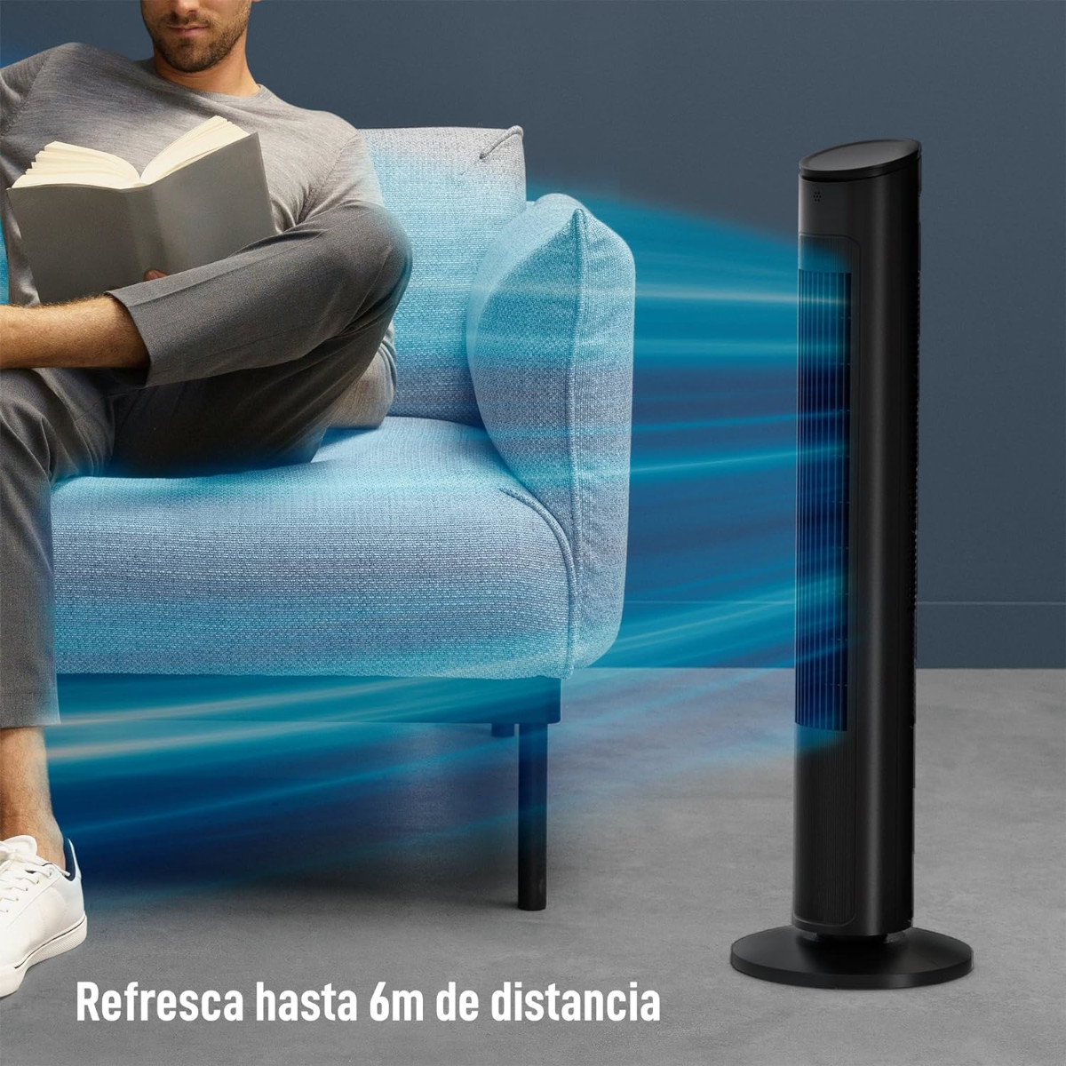 Ventilador Torre TFal Eole Ultra VF6870 3 Vel Control Remoto.