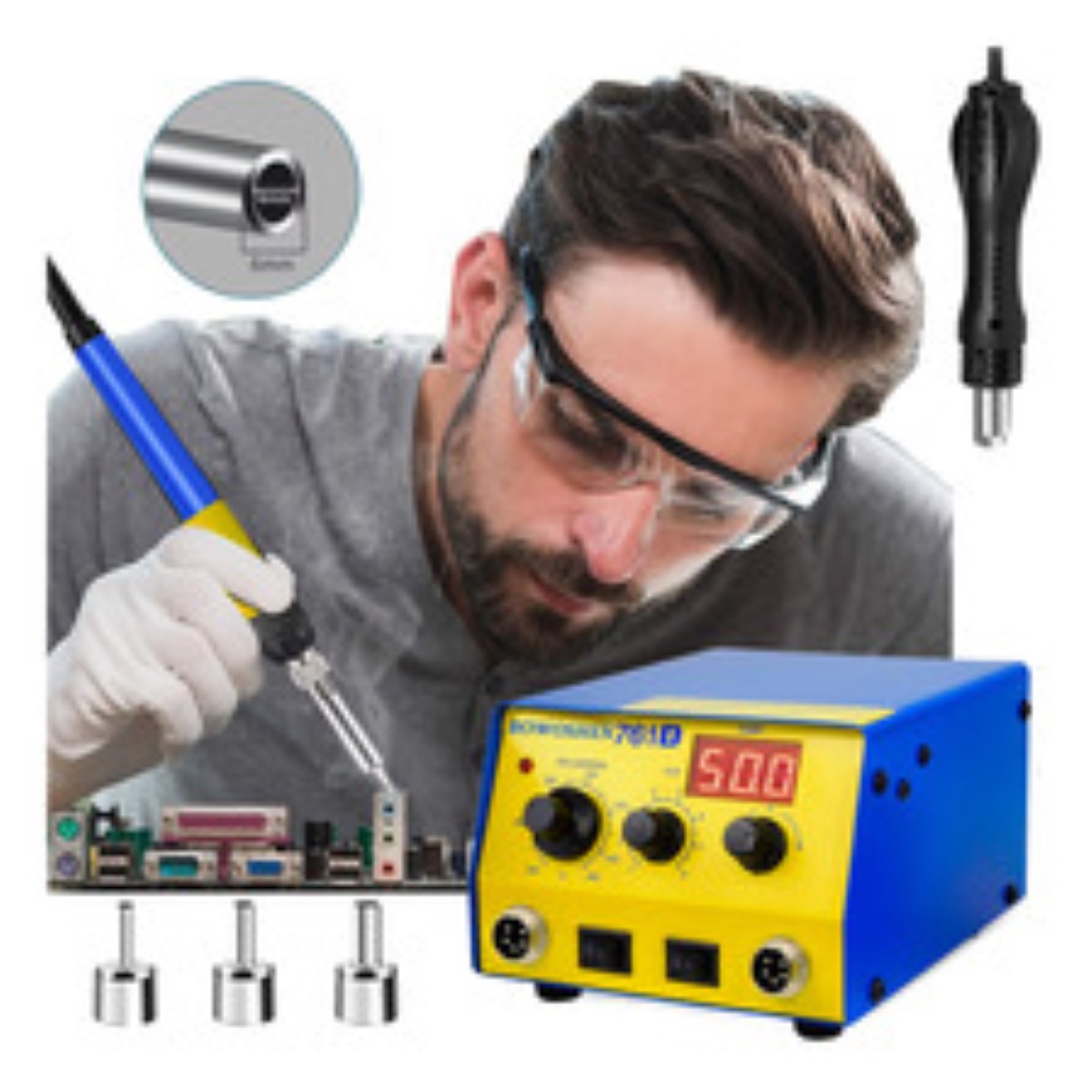 Estación De Soldar 2 En 1 Pistola De Calor Y Cautín