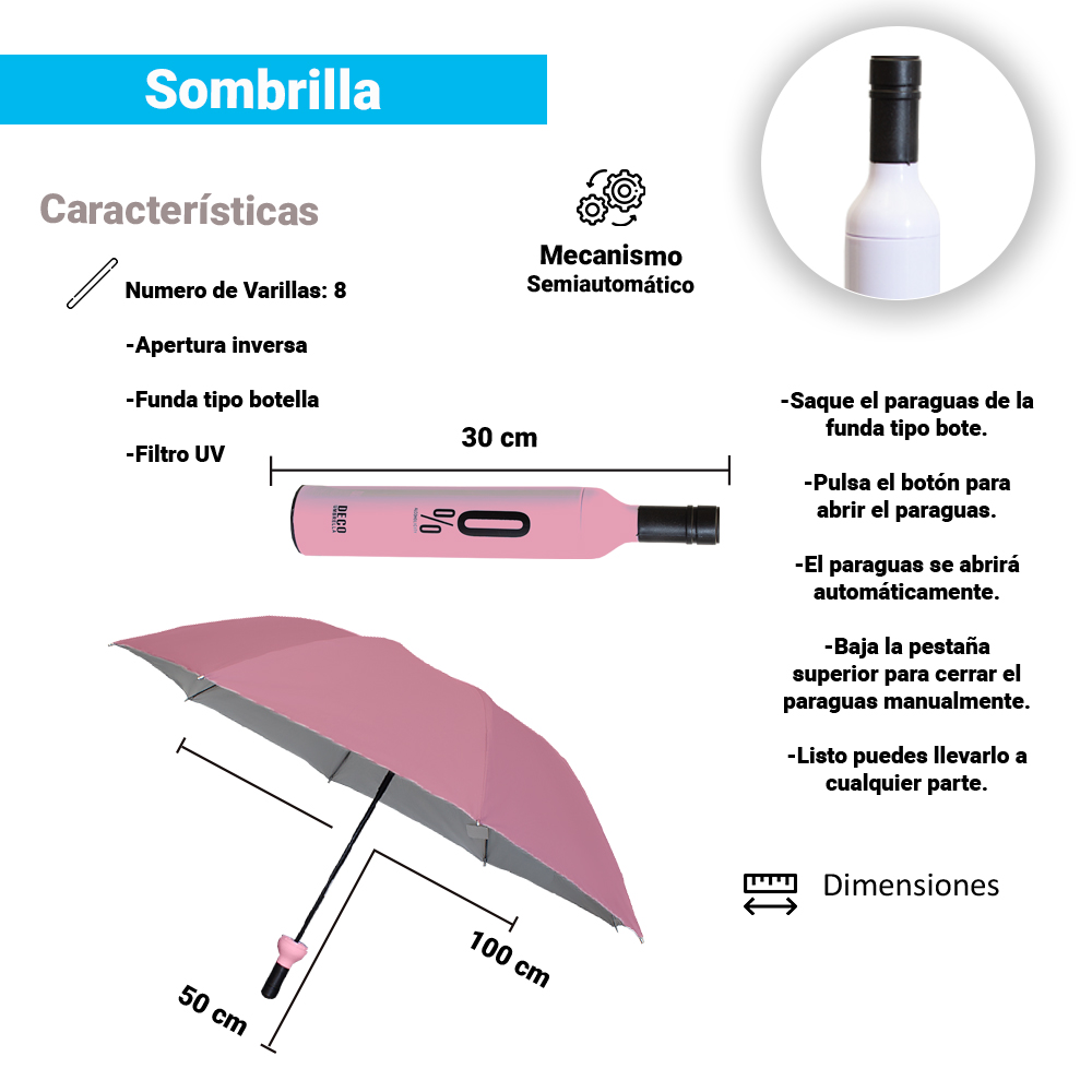 Paraguas Unisex Premium Reforzado 8 varillas Resistente a Vientos y ...