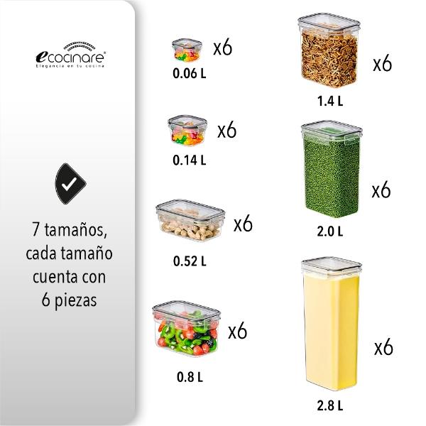 Set De 42 Recipientes Herméticos Con Tapa