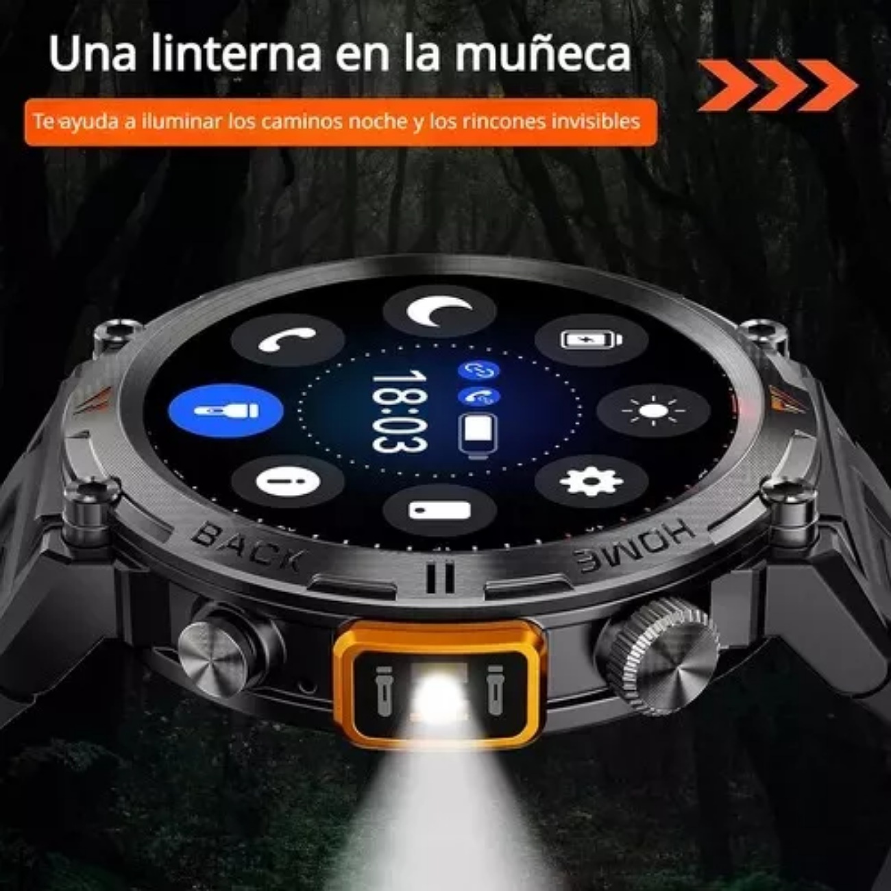 Reloj Inteligente Hombre Con Bocina/ Linterna Reloj Militar
