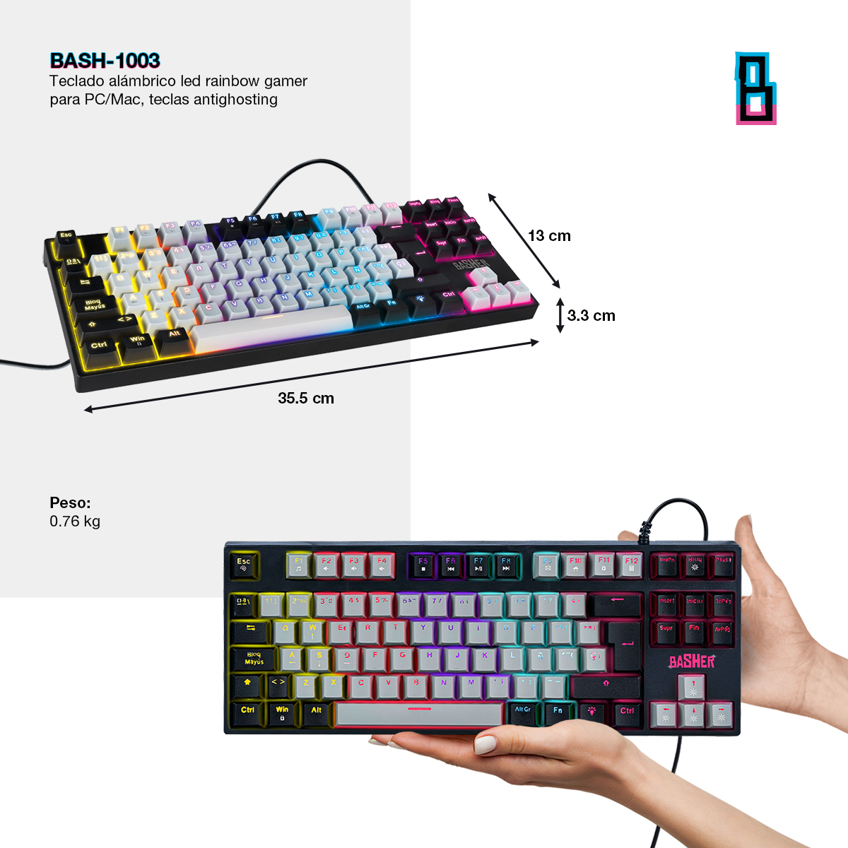 Teclado Alámbrico Gamer Basher Teclas Antighosting Bash-1003.