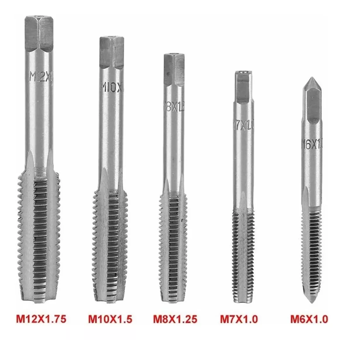 Kit De 12 Machuelos Con Maneral Broca Tipo Matraca Ajustable