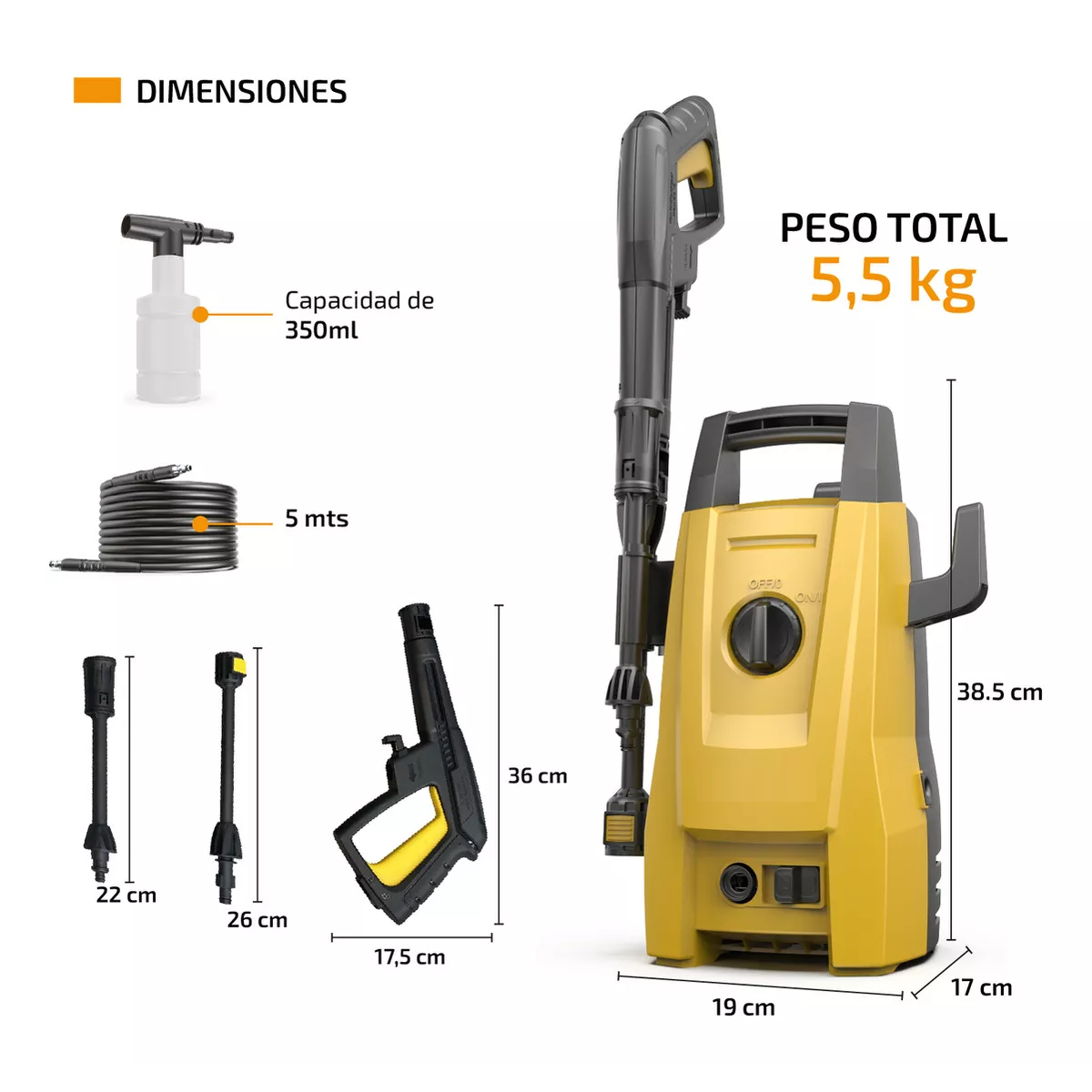 Hidrolavadora Electrica Femmto 1400w Alta presion 1600 Psi.