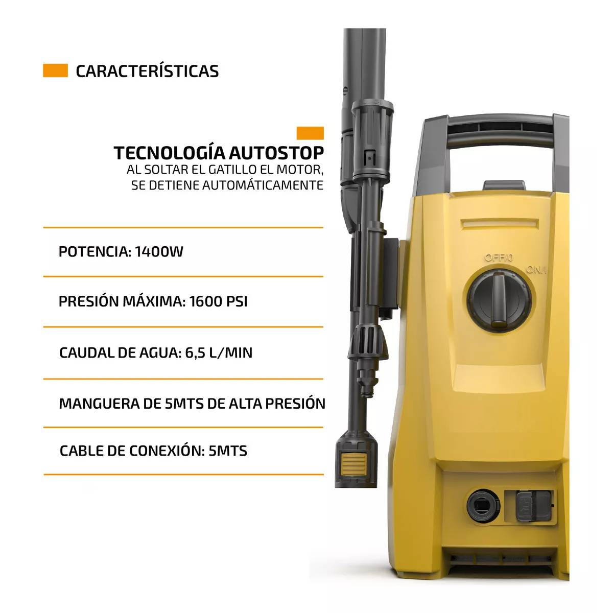 Hidrolavadora Electrica Femmto 1400w Alta presion 1600 Psi.