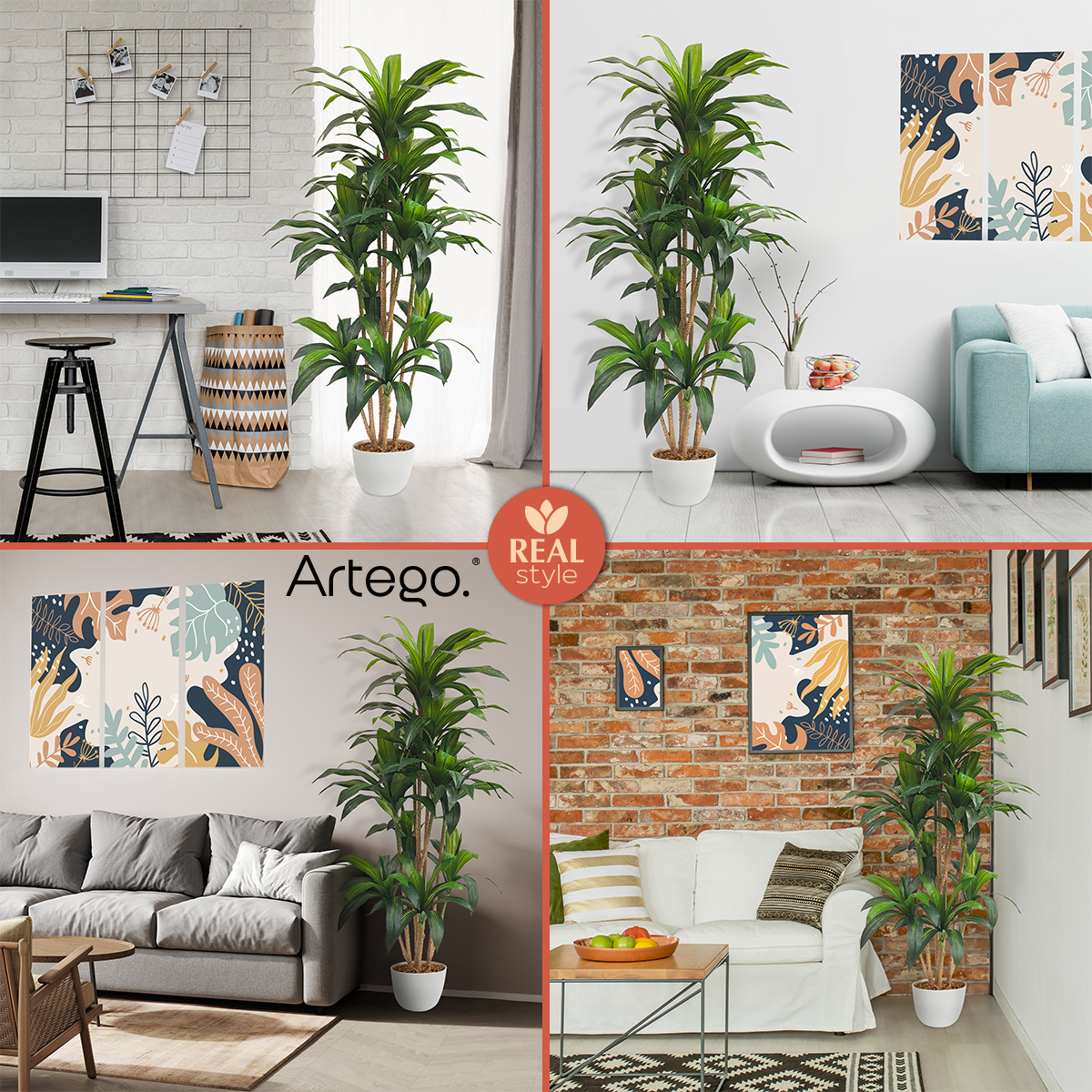 Planta artificial decorativa moderna con maceta Dracaena Palo de Brasil ...