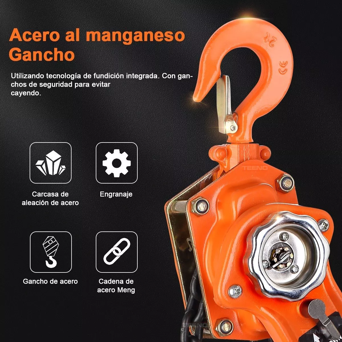 Polipasto De Palanca Para 2 Toneladas 3 Metros Mango Con Gom.