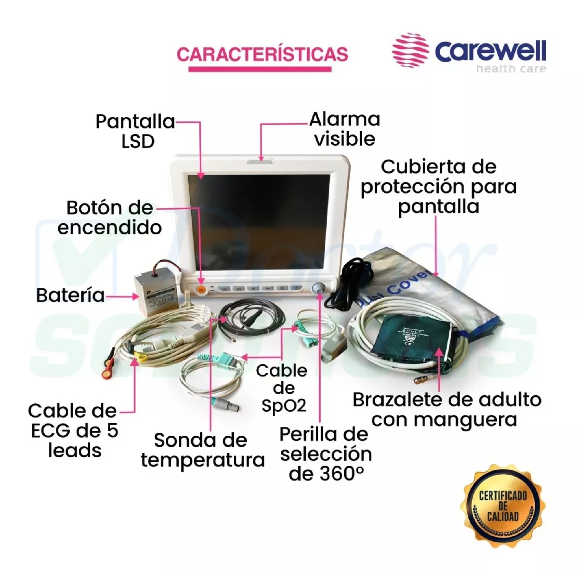 Monitor De Signos Vitales De 6 Parámetros Con Pantalla Touch.