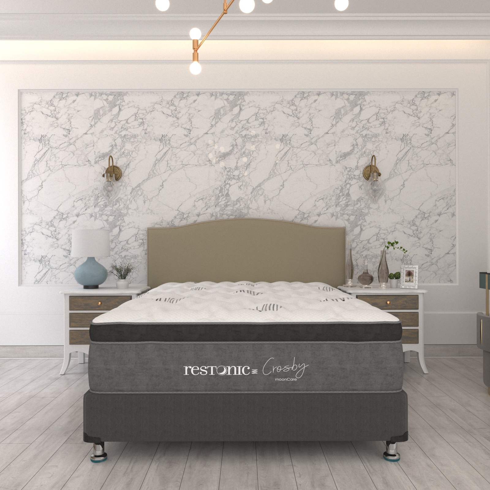 Colchon Matrimonial Restonic Crosby Con Mega Colchoneta Confort Para Descanso Premium.